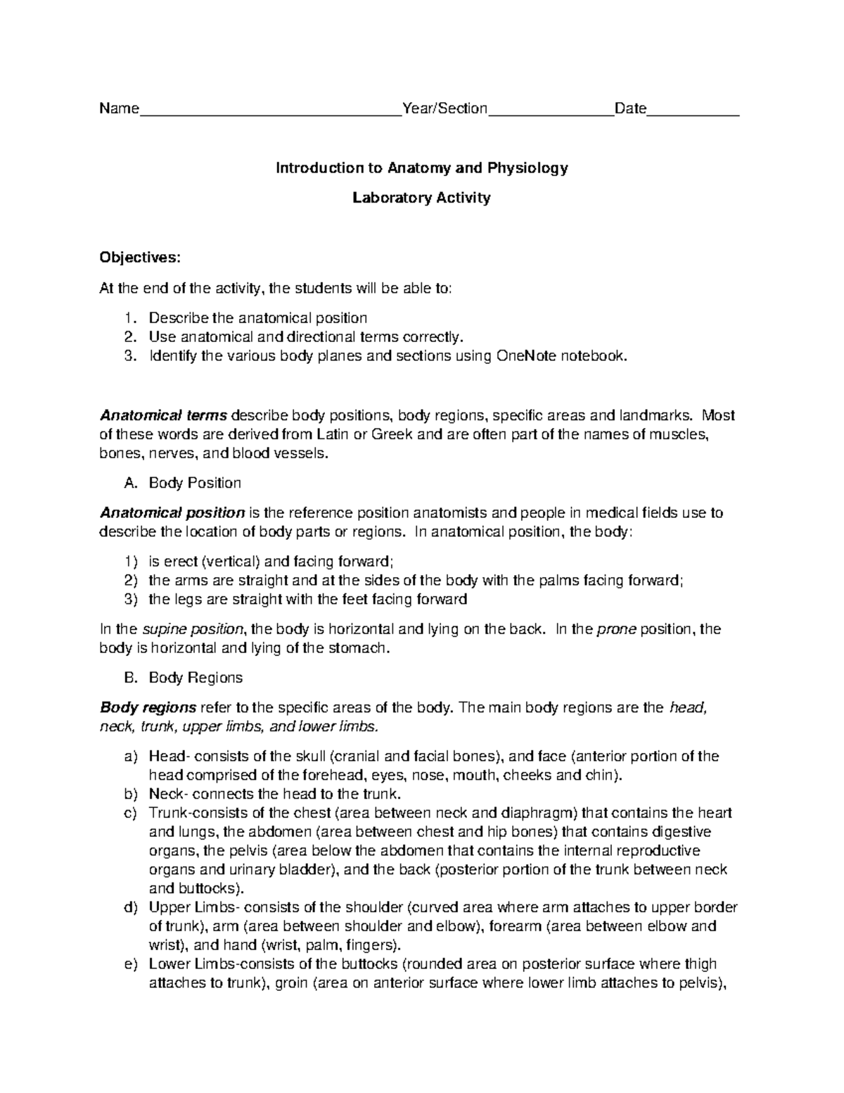 1 Introduction to Anatomy Physiology - - Studocu
