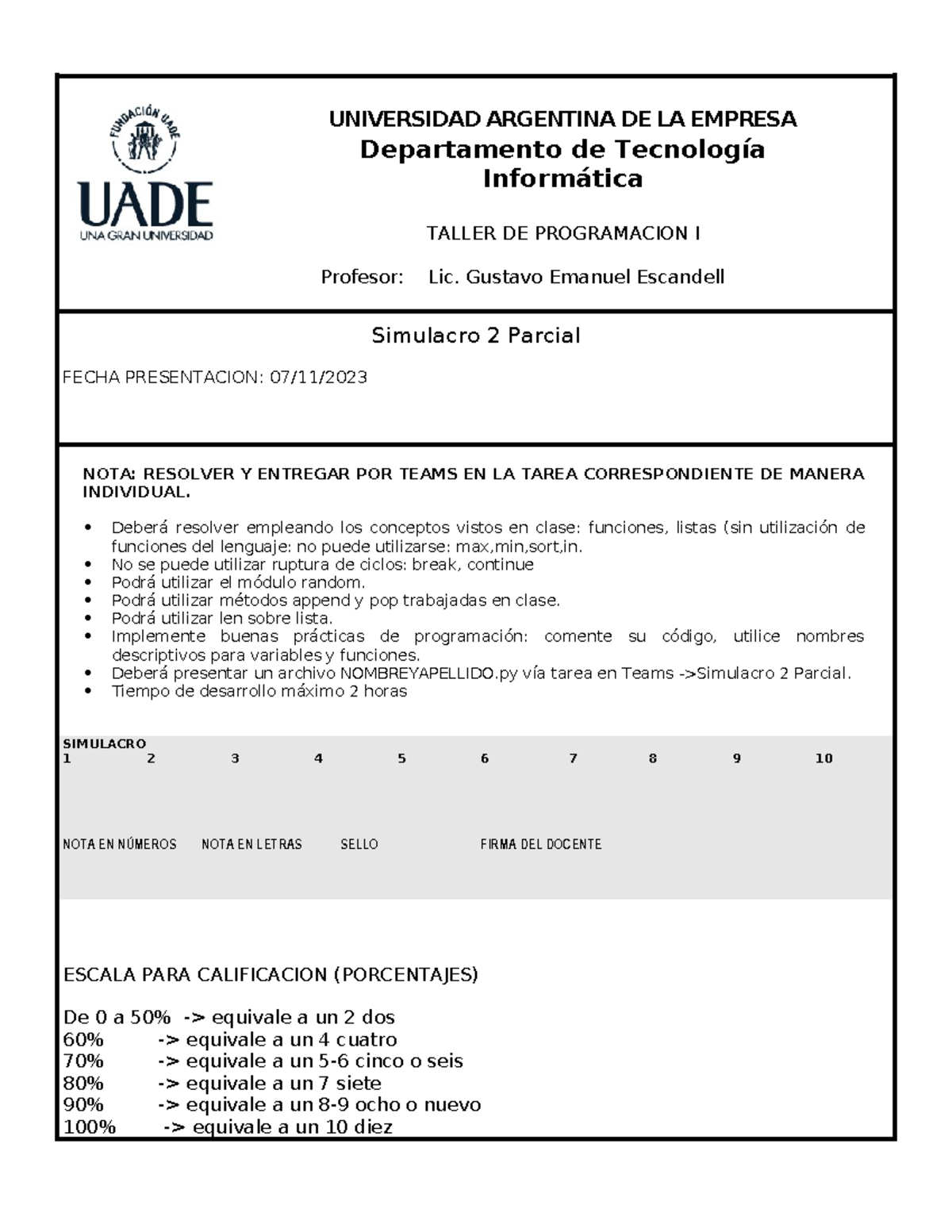 Simulacro 2PTaller-1resp - UNIVERSIDAD ARGENTINA DE LA EMPRESA ...