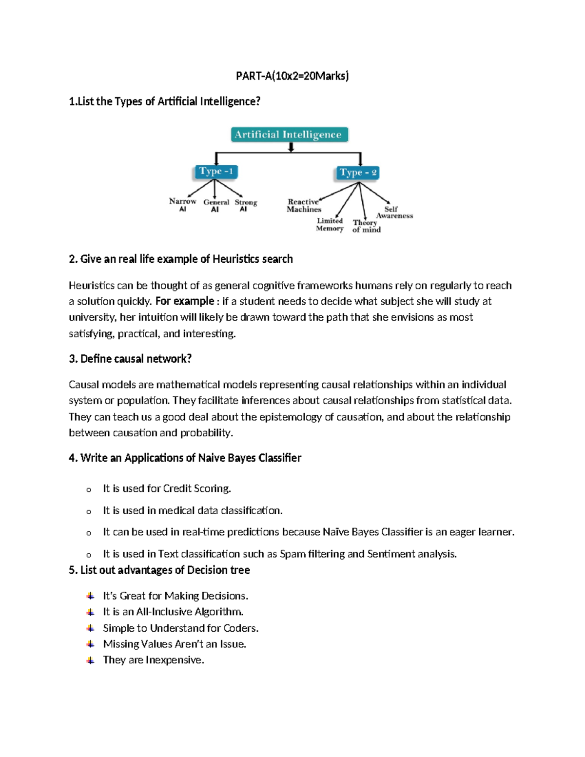 AIML _QUESTIONS - PART-A(10x2=20Marks) 1 the Types of Artificial ...