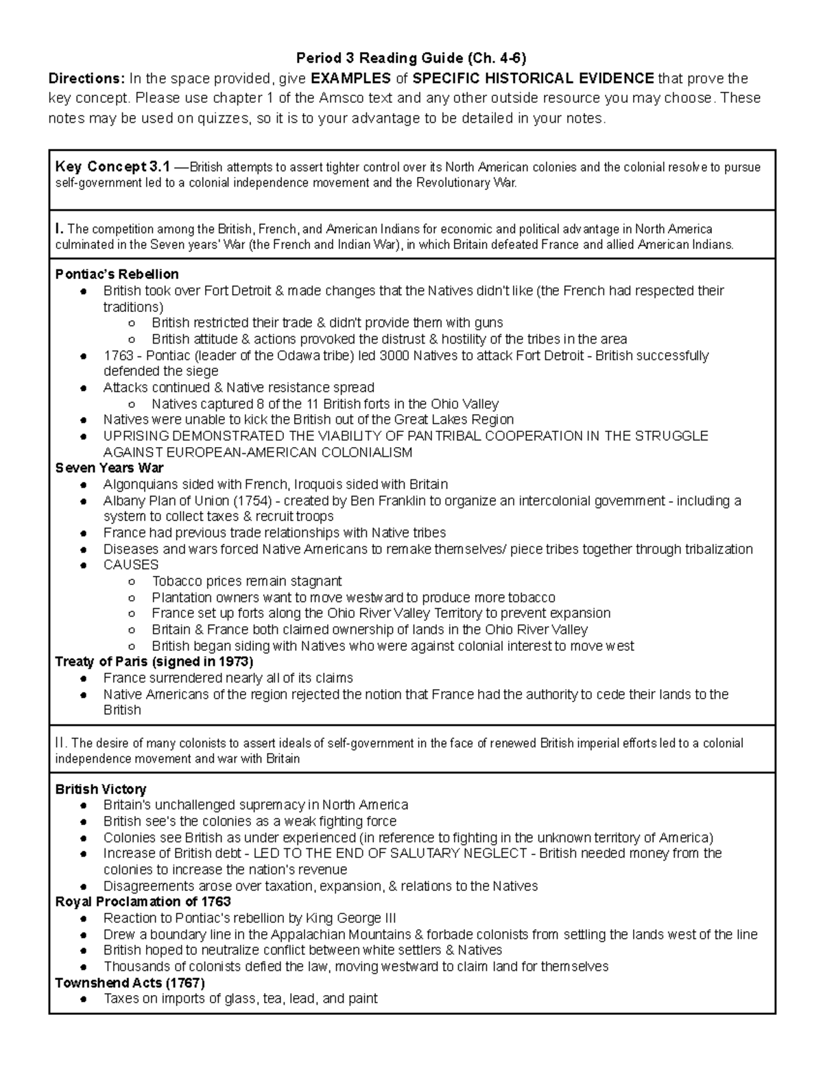 Period 3 Reading Guide: Key Concepts and Historical Evidence - Studocu