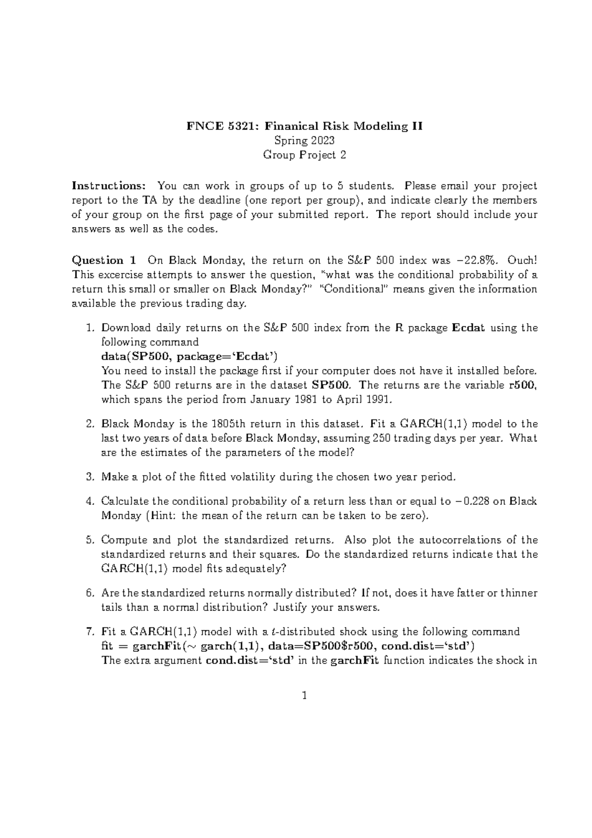 GP2 - group project 2 - FNCE 5321: Finanical Risk Modeling II Spring ...