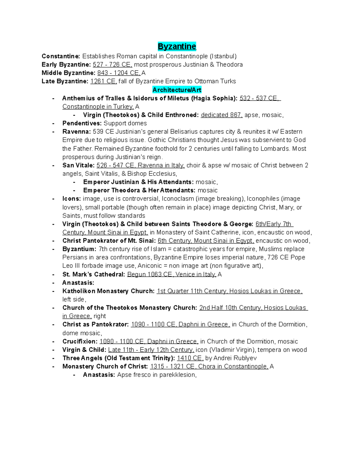 Byzantine - Professor Michael (Mike) Panbehchi Survey of Art History I ...
