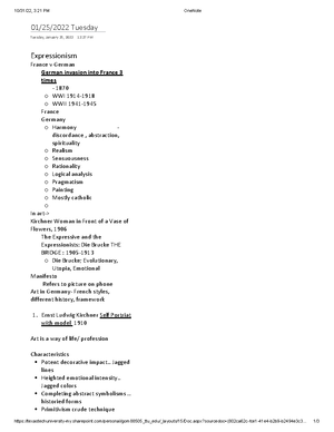 ARTH 3333 Tue - Thur2 - Lecture notes - 5/22/23, 12:08 PM OneNote - Studocu