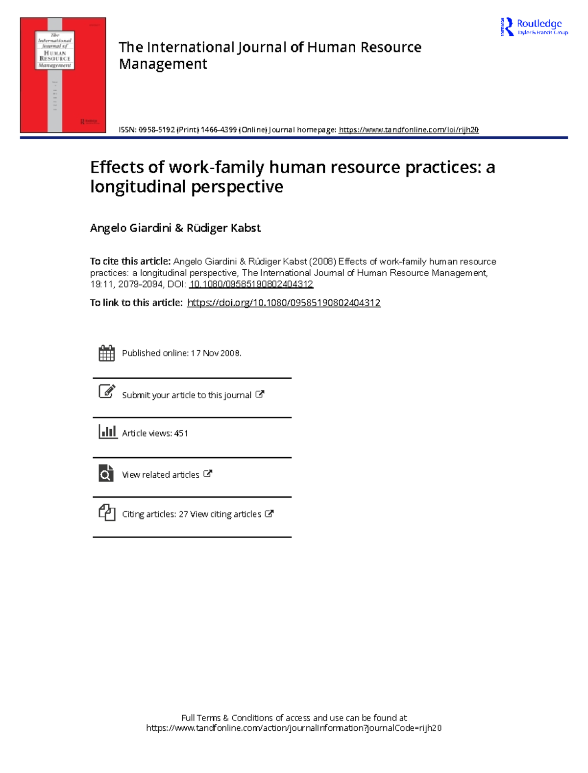 Effects of work family human resource practices a longitudinal ...