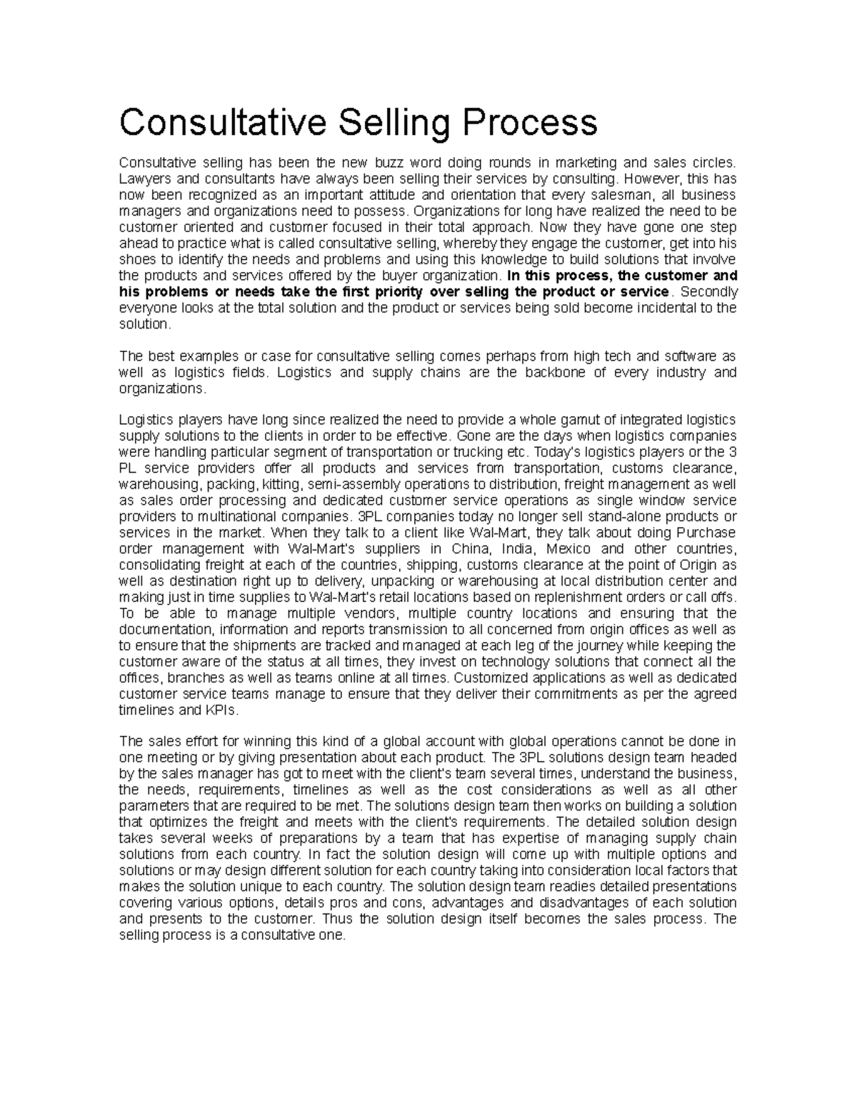 Consultative Selling Process - Consultative Selling Process ...