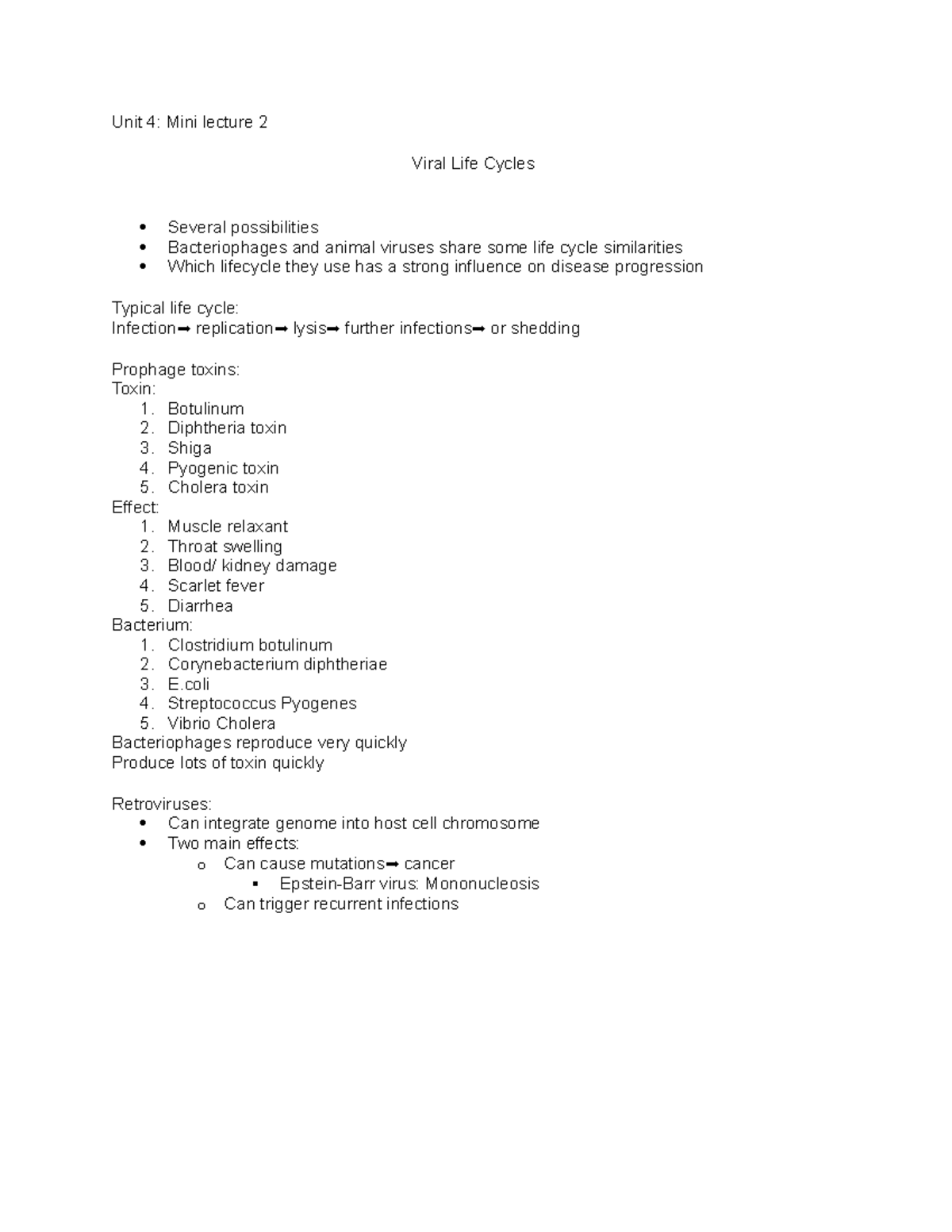 Microbiology Unit 4 Mini lecture 2 Viral Life Cycles - Unit 4: Mini ...