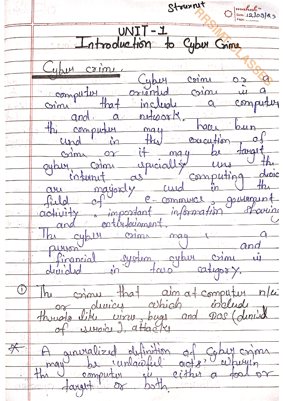 Cyber security unit 1 one shot - B.Tech CSE (2nd Year) - Studocu