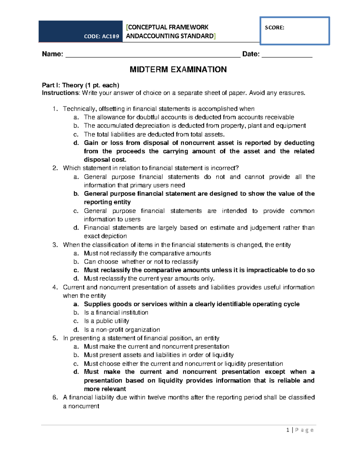 CFAS - Midterm EXAM Guide - CODE: AC [CONCEPTUAL FRAMEWORK ...