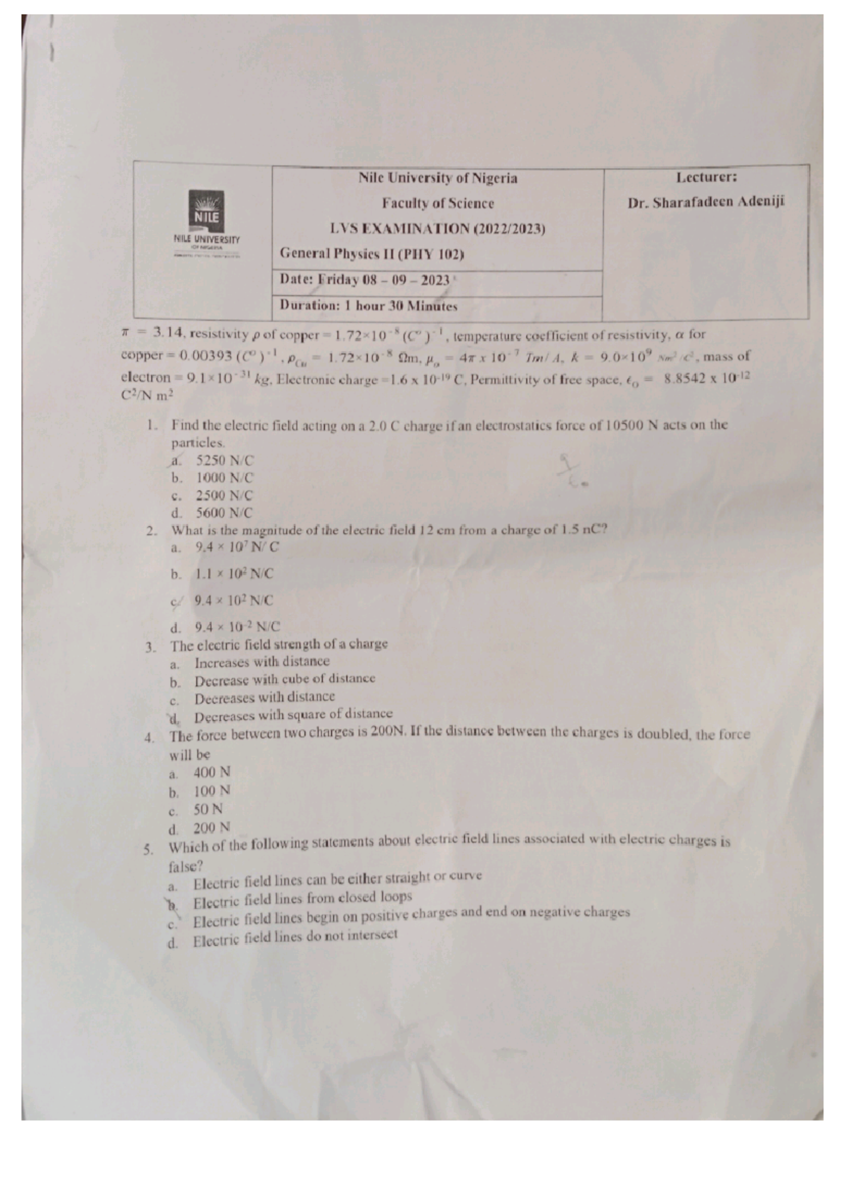 Physics 102 - Studocu