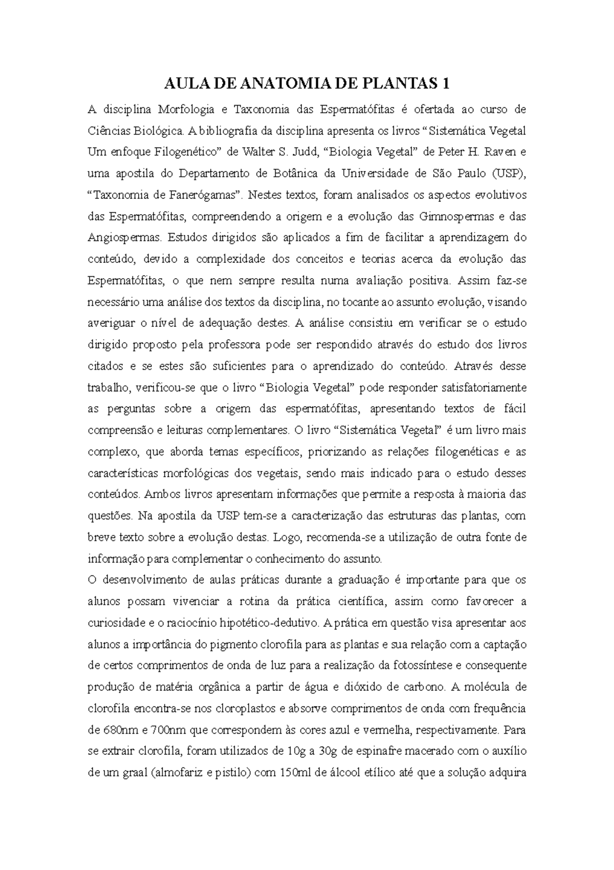 AULA DE Anatomia DE Plantas 1 - AULA DE ANATOMIA DE PLANTAS 1 A ...