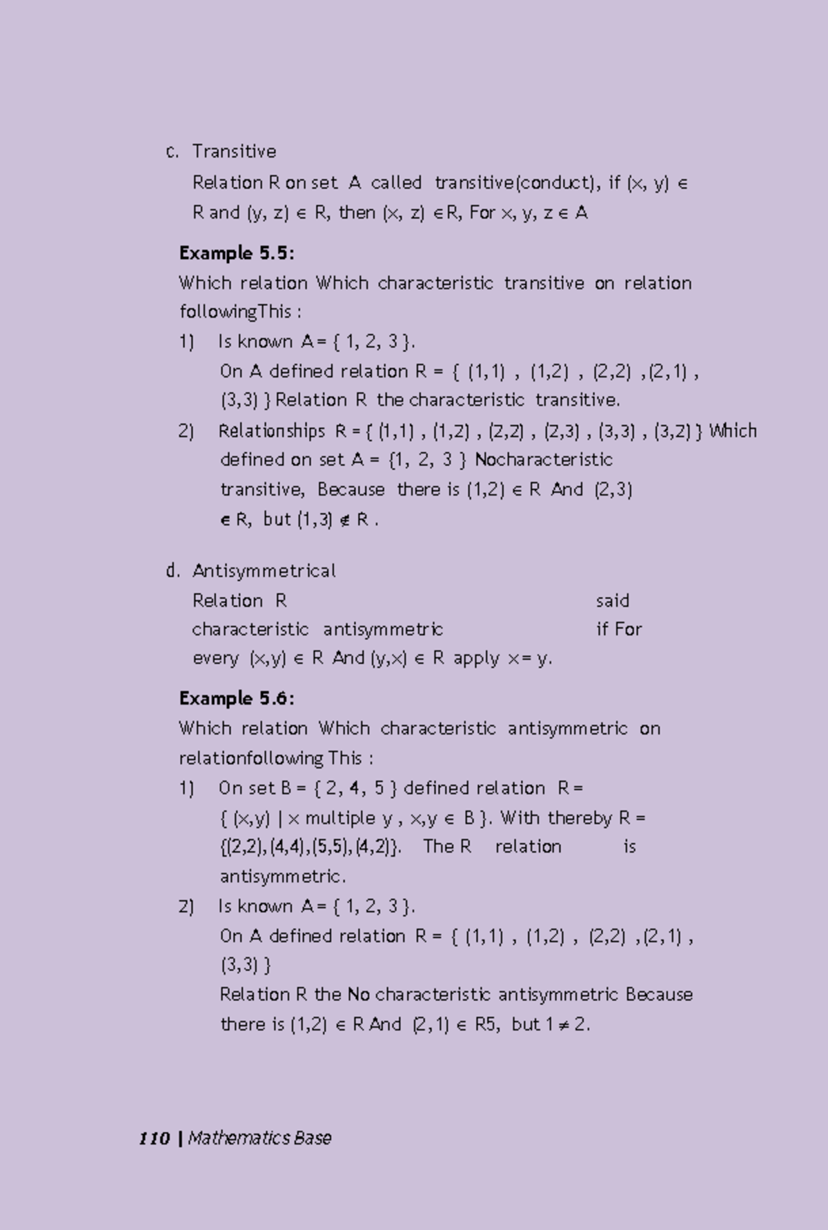 Basic foundation in mathematics-61 - c. Transitive Relation R on set A ...