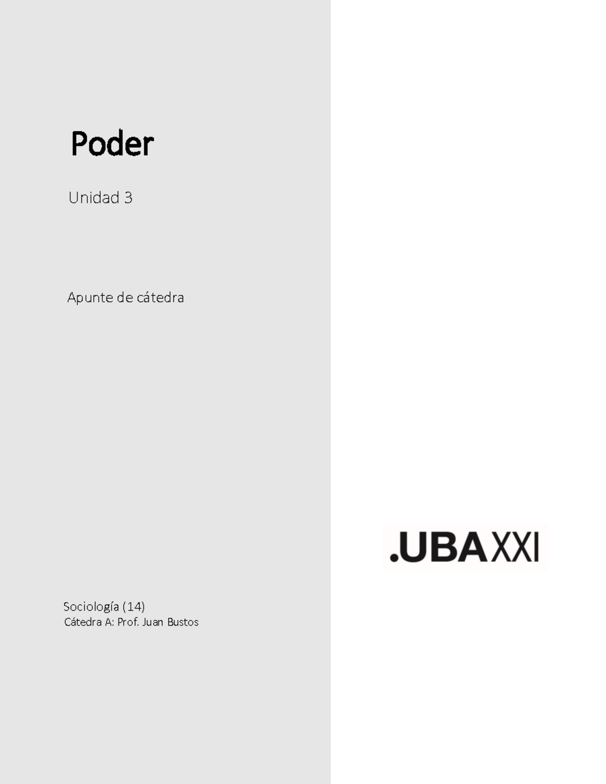 Apunte de cátedra U3 Sociología - Poder Unidad 3 Apunte de c·tedra SociologÌa (14) C·tedra A ...