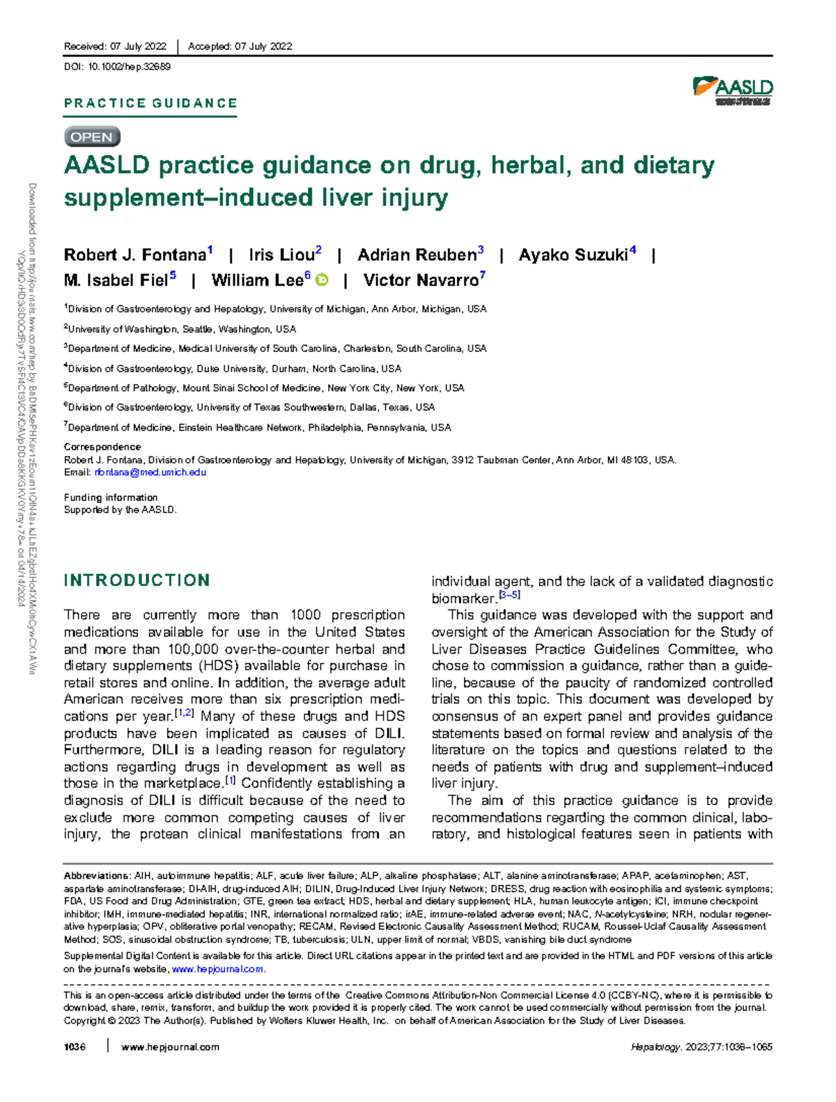 DILI Aasld - P R A C T I C E G U I D A N C E AASLD practice guidance on ...