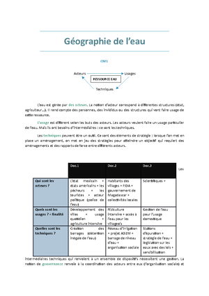 CM Géographie thématique de l'eau (partie géophysique) - fiche de ...