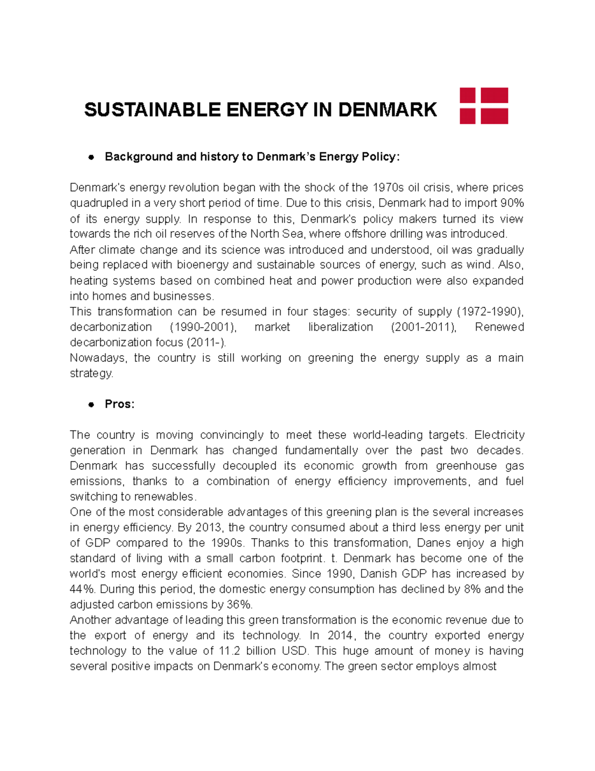 Denmarks' Energy Policy Case Study - SUSTAINABLE ENERGY IN DENMARK ...