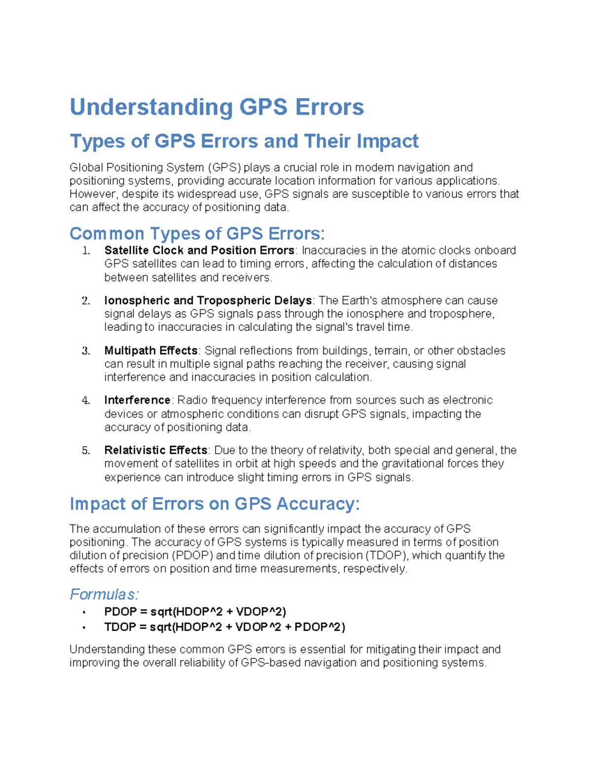 Understanding Gps Errors Understanding Gps Errors Types Of Gps Errors