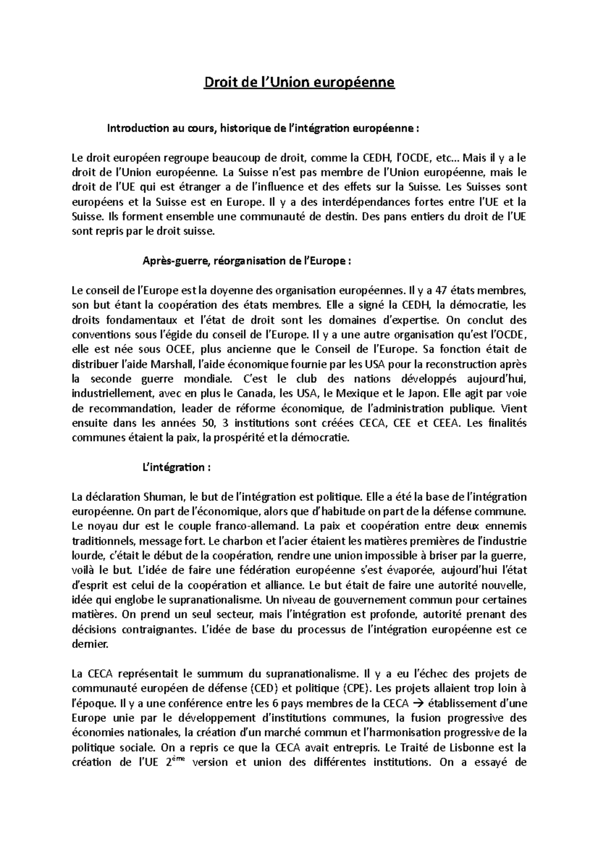 Droit de l'Union européenne - Droit de l’Union européenne Introduction ...