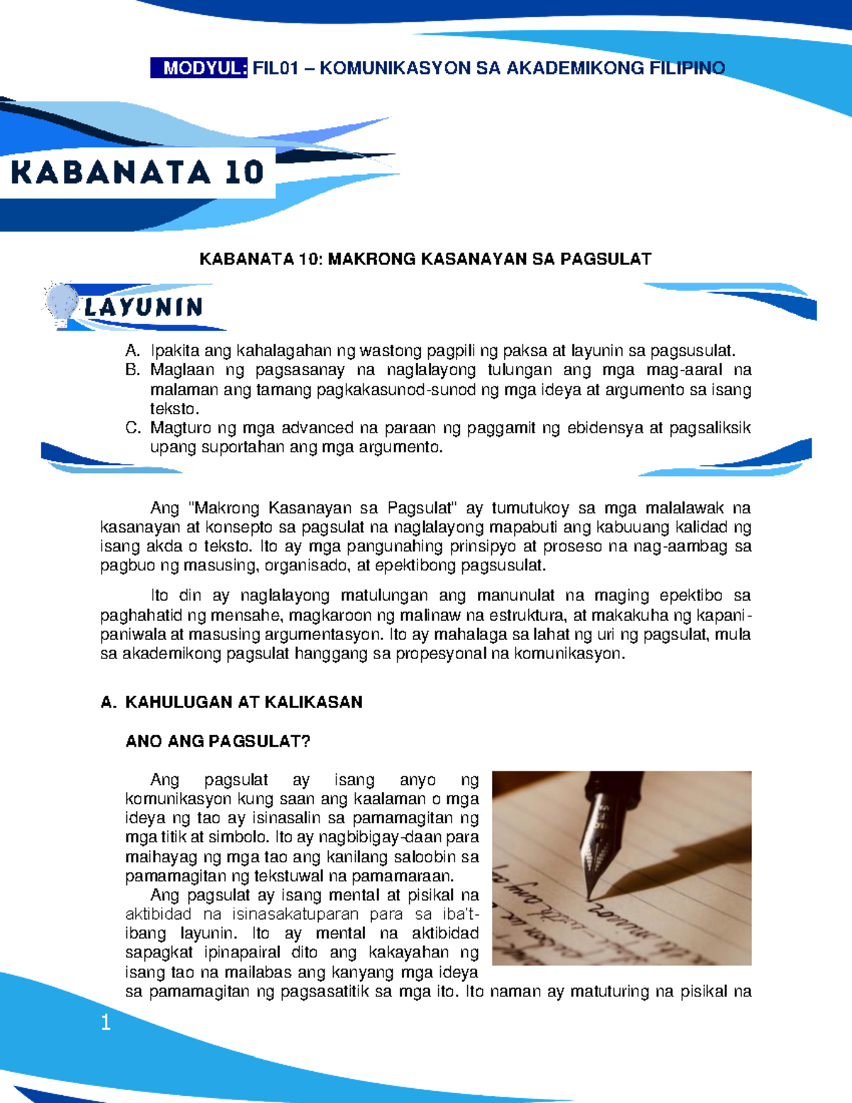 Kabanata 10 - Makrong Kasanayan SA Pagsulat - KABANATA 10: MAKRONG KASANAYAN SA PAGSULAT A ...