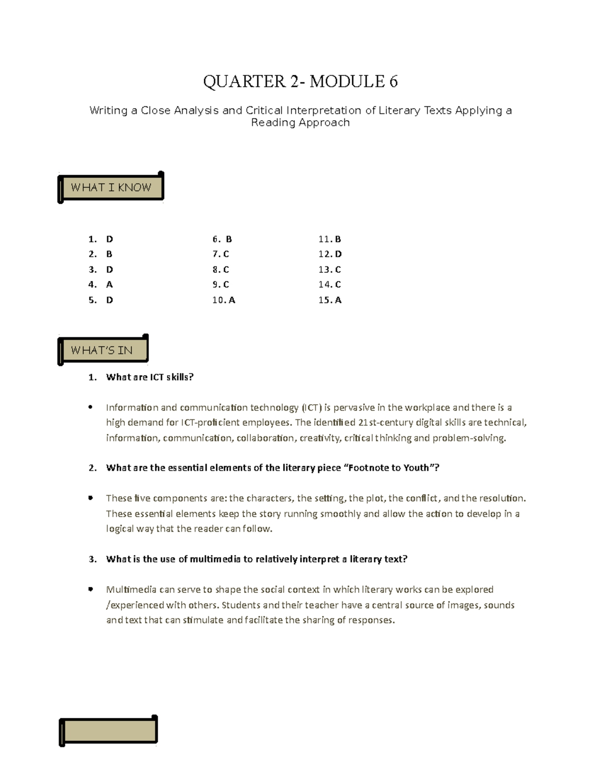 INTRODUCTION TO THE 21ST LITERATURE QUARTER 2 MODULE 3 - QUARTER 2 ...