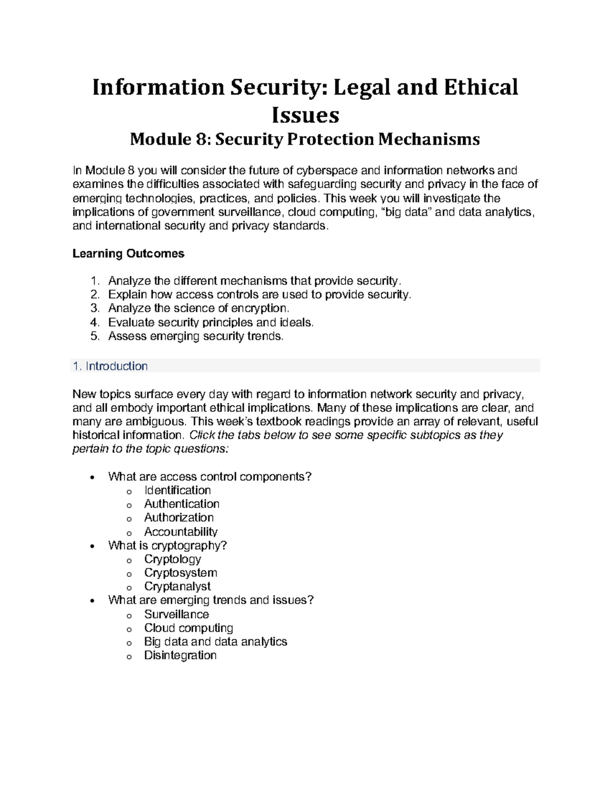 Information Security-Week8 Notes - Information Security: Legal and ...