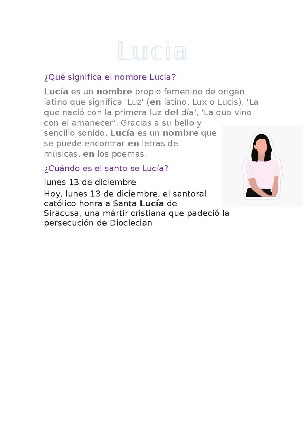 Apunte 2 - espero que os guste - 𝕃𝕦𝕔𝕚𝕒 ¿Qué significa el nombre Lucia ...
