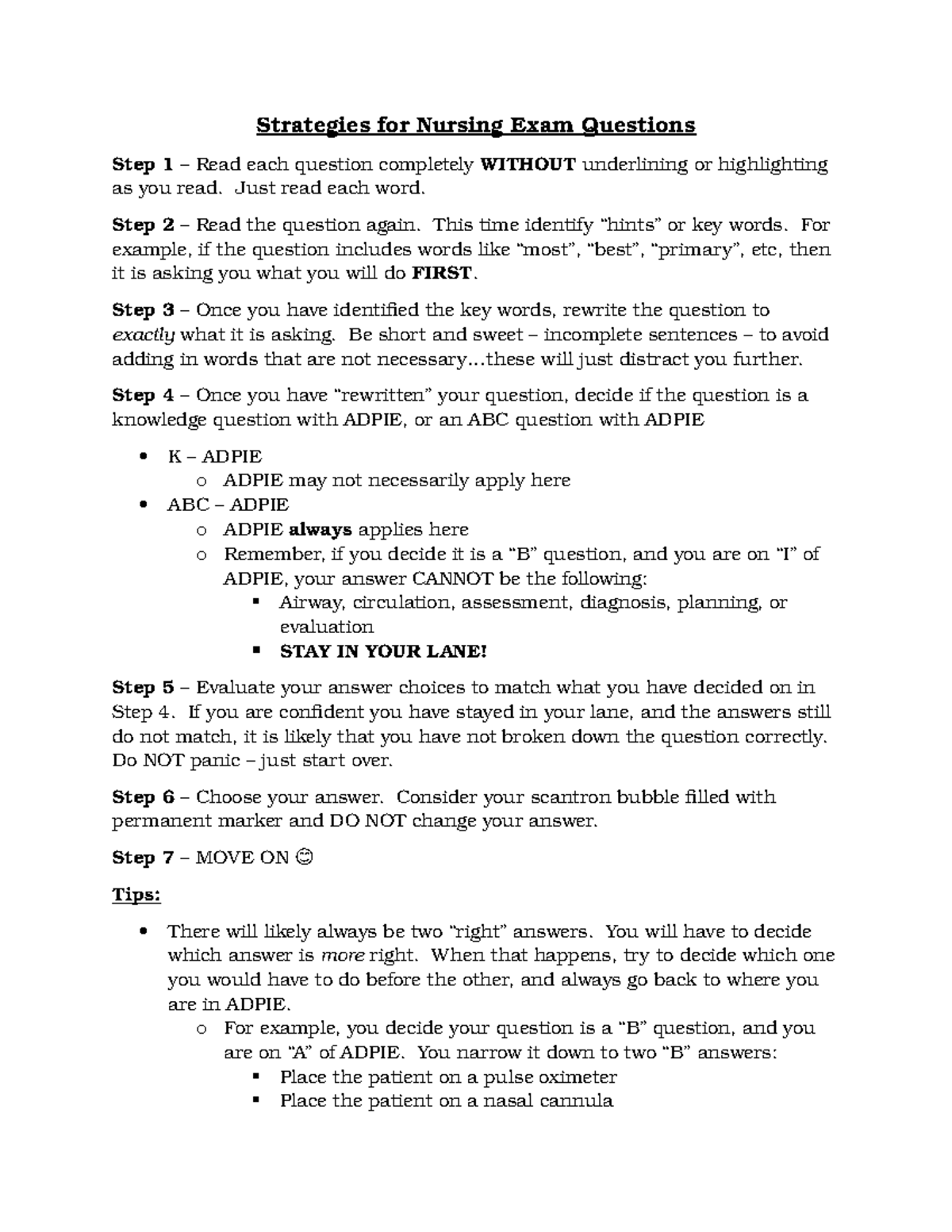 Nursing Test Question Strategies - RESP - Strategies for Nursing Exam ...