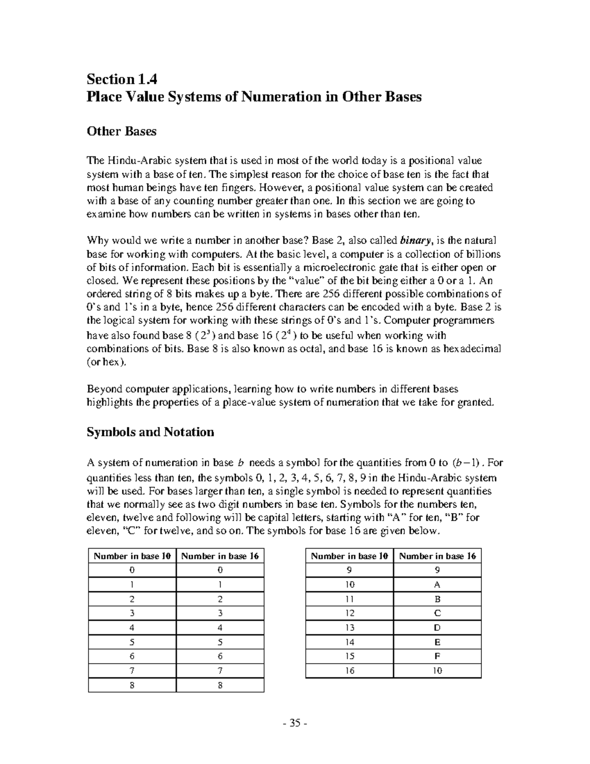 Place Value Systems Of Numeration In Other Bases Section 1 4 Place place-value-systems-of-numeration-in-other-bases-section-1-4-place