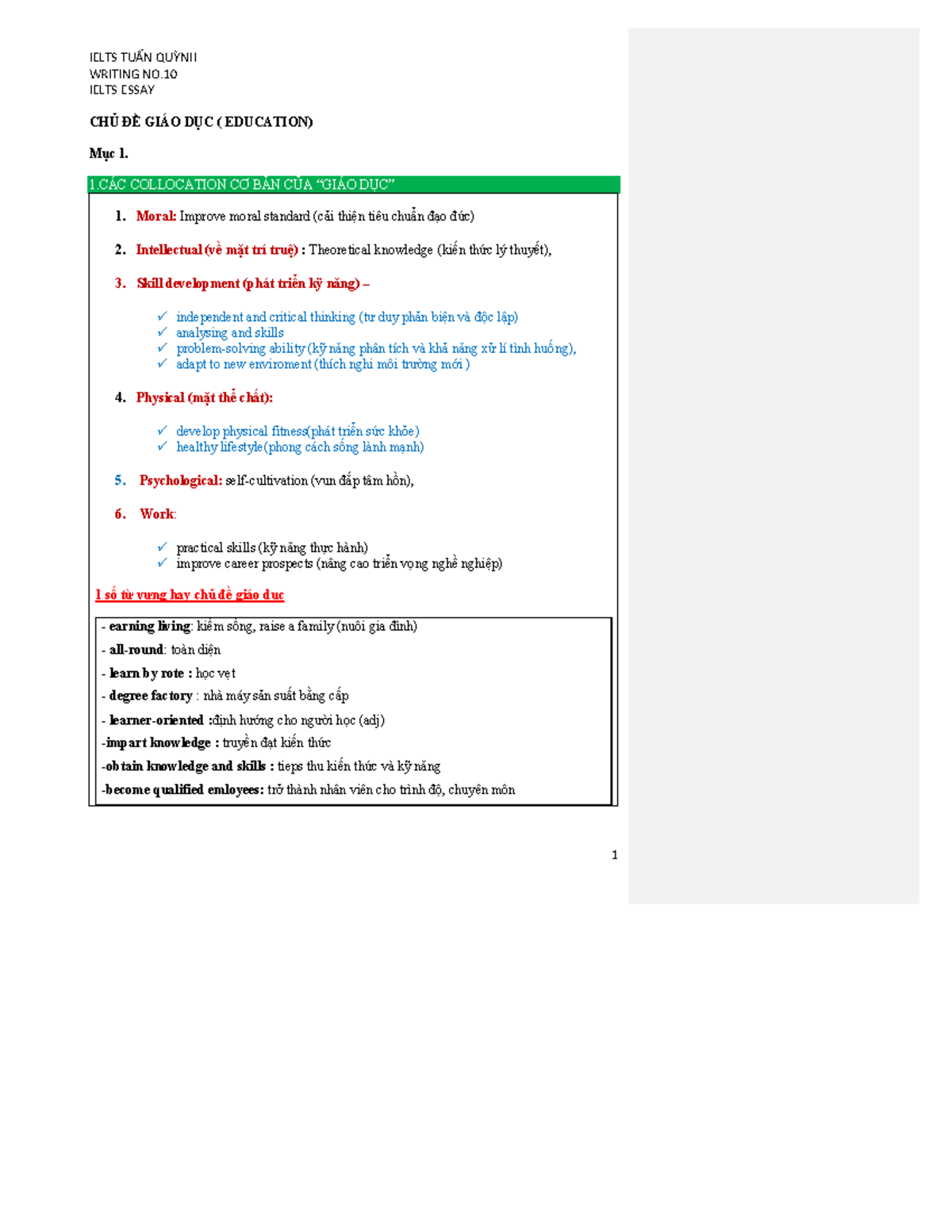 Writing NO - WRITING NO. 10 IELTS ESSAY CHỦ ĐỀ GIÁO DỤC ( EDUCATION ...