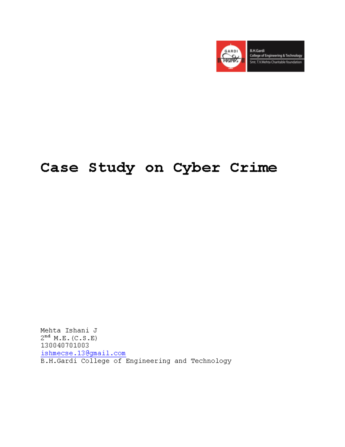 Unit-5-Case Study- Reference - Case Study on Cyber Crime Mehta Ishani J 2 nd M.(C.S ...