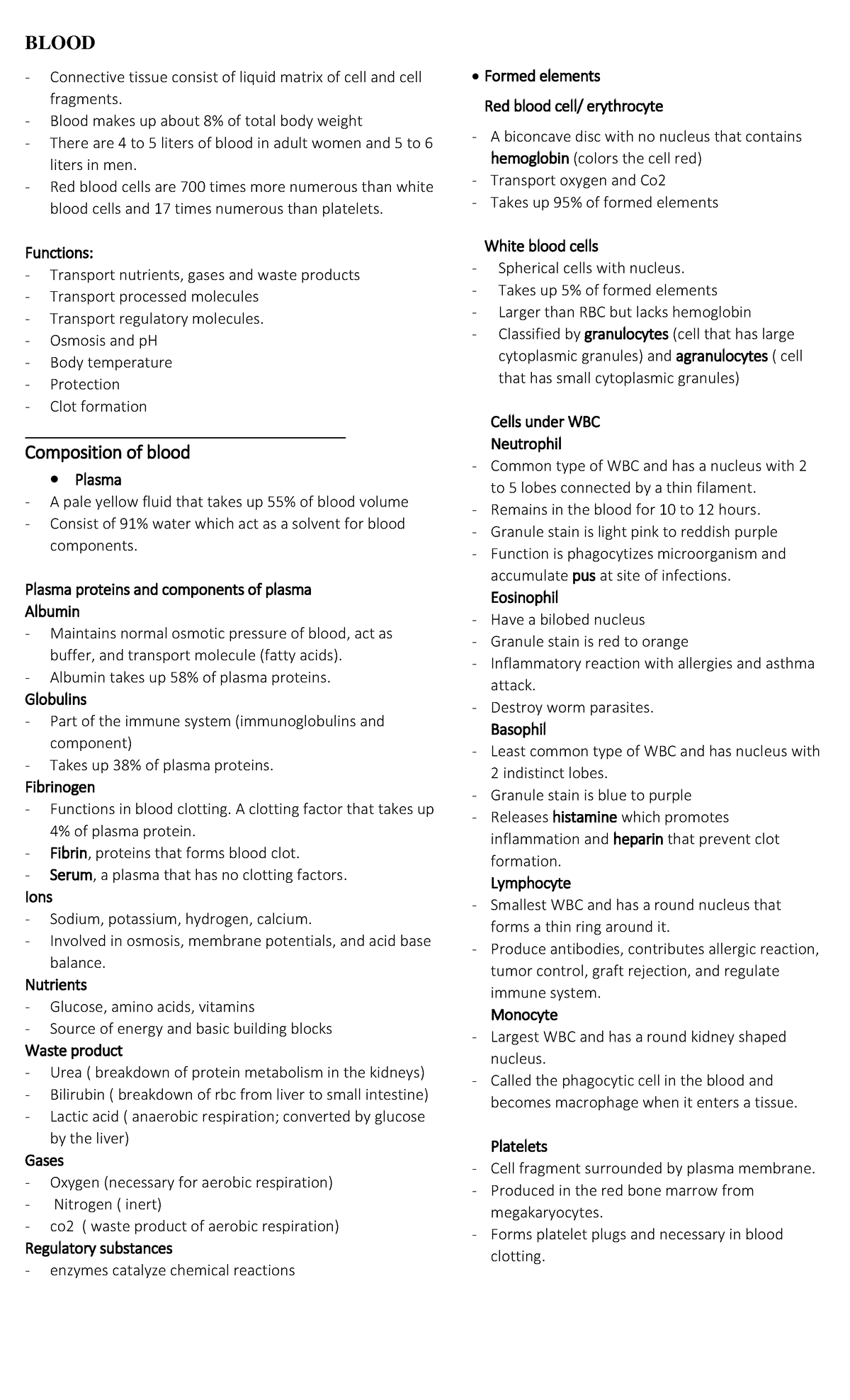 Blood - BLOOD Connective tissue consist of liquid matrix of cell and ...