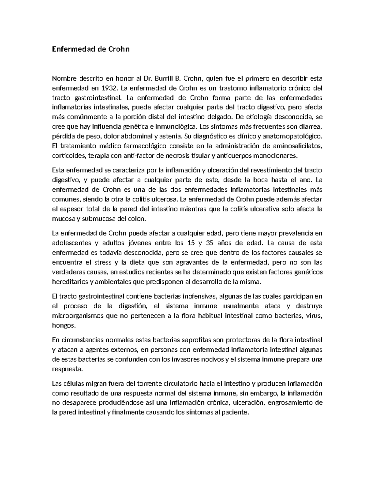 Enfermedad de Crohn - Enfermedad de Crohn Nombre descrito en honor al ...