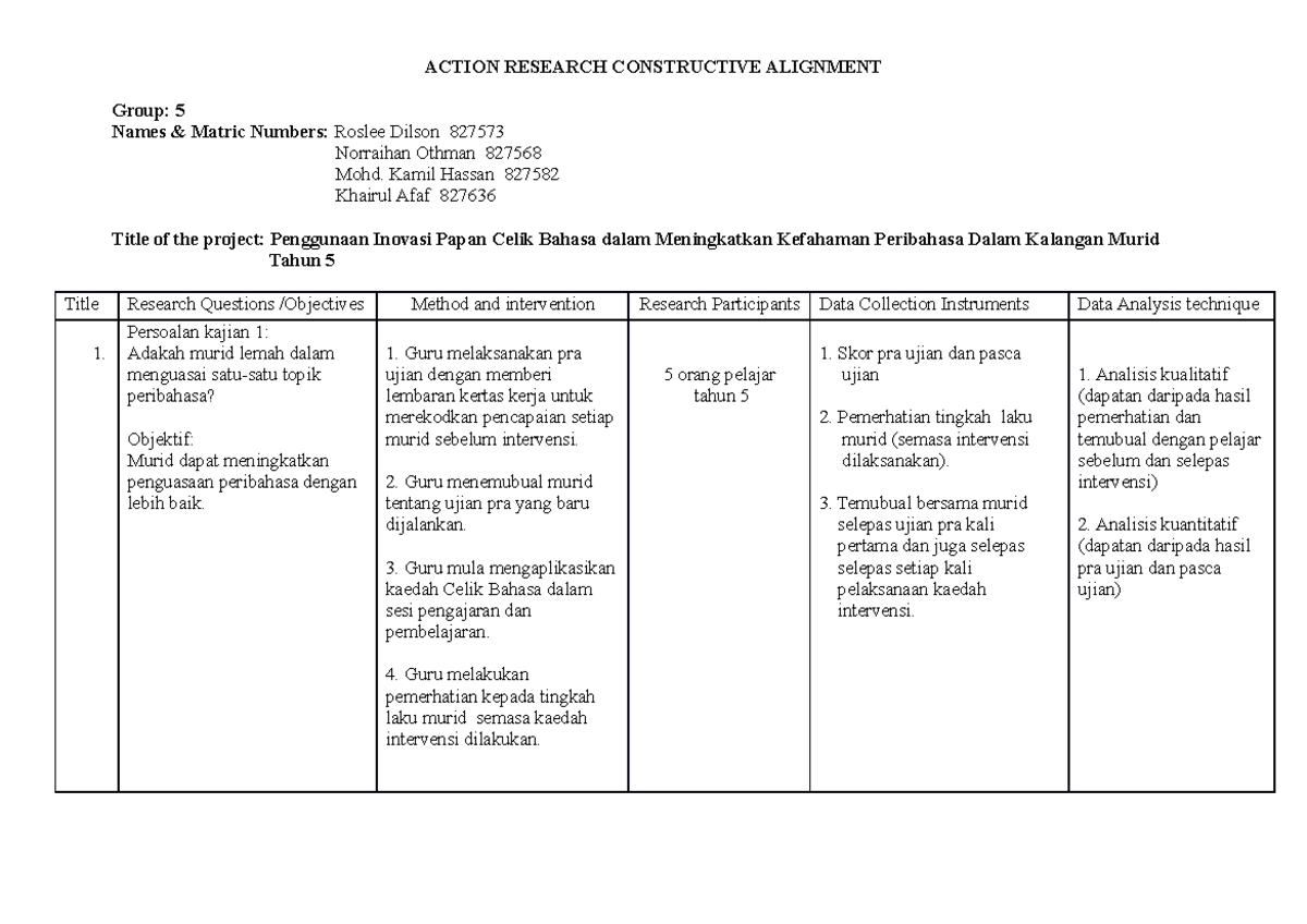 AR Constructive Alignment - ACTION RESEARCH CONSTRUCTIVE ALIGNMENT ...