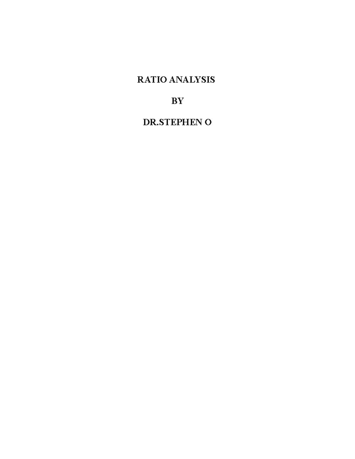Ratio analysis in Financial statements analysis lecture - RATIO ...