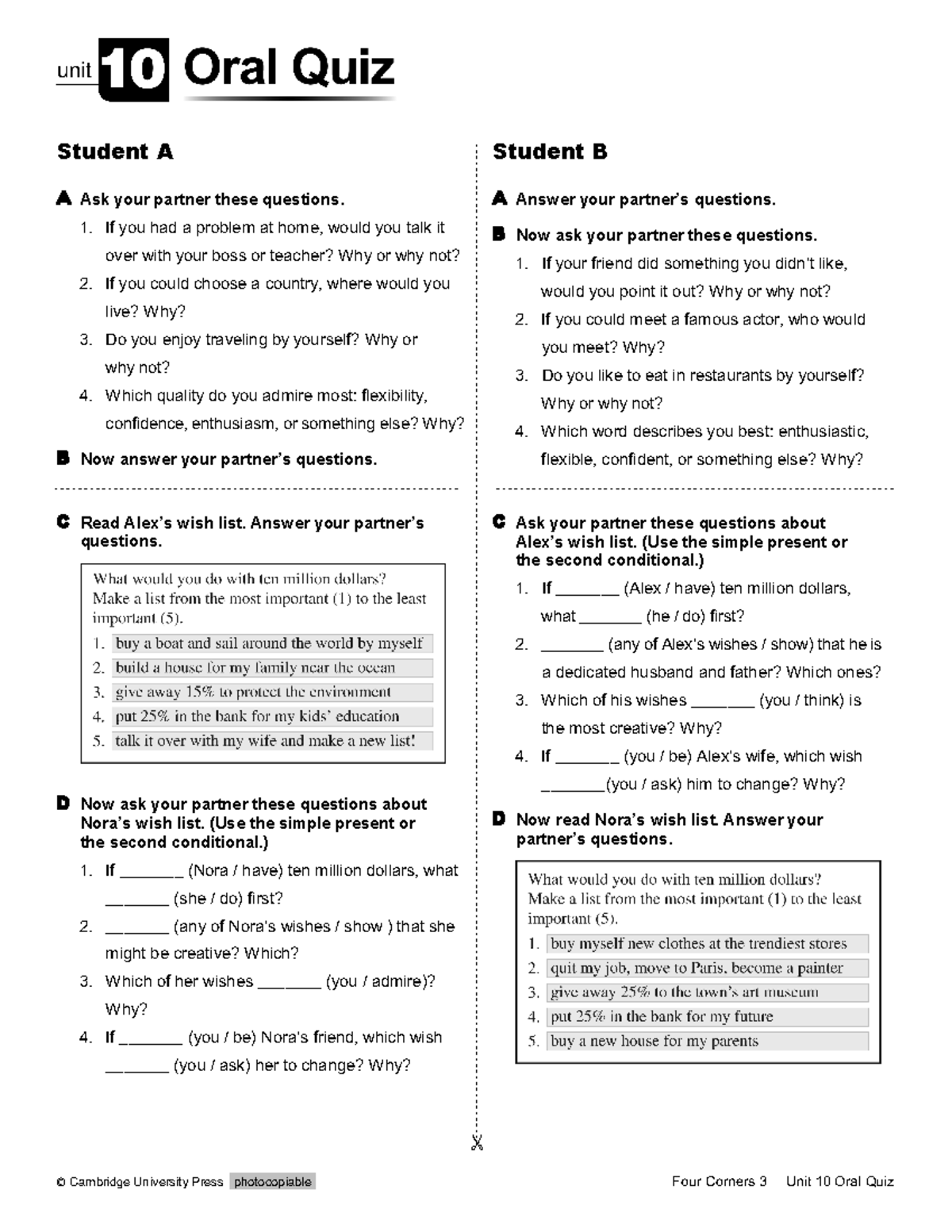 10 - Yes - © Cambridge University Press photocopiable Four Corners 3 ...