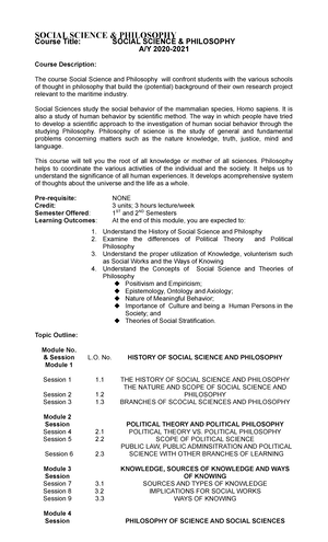 Social Science AND Philosophy Module 1 - SOCIAL SCIENCE AND PHILOSOPHY ...