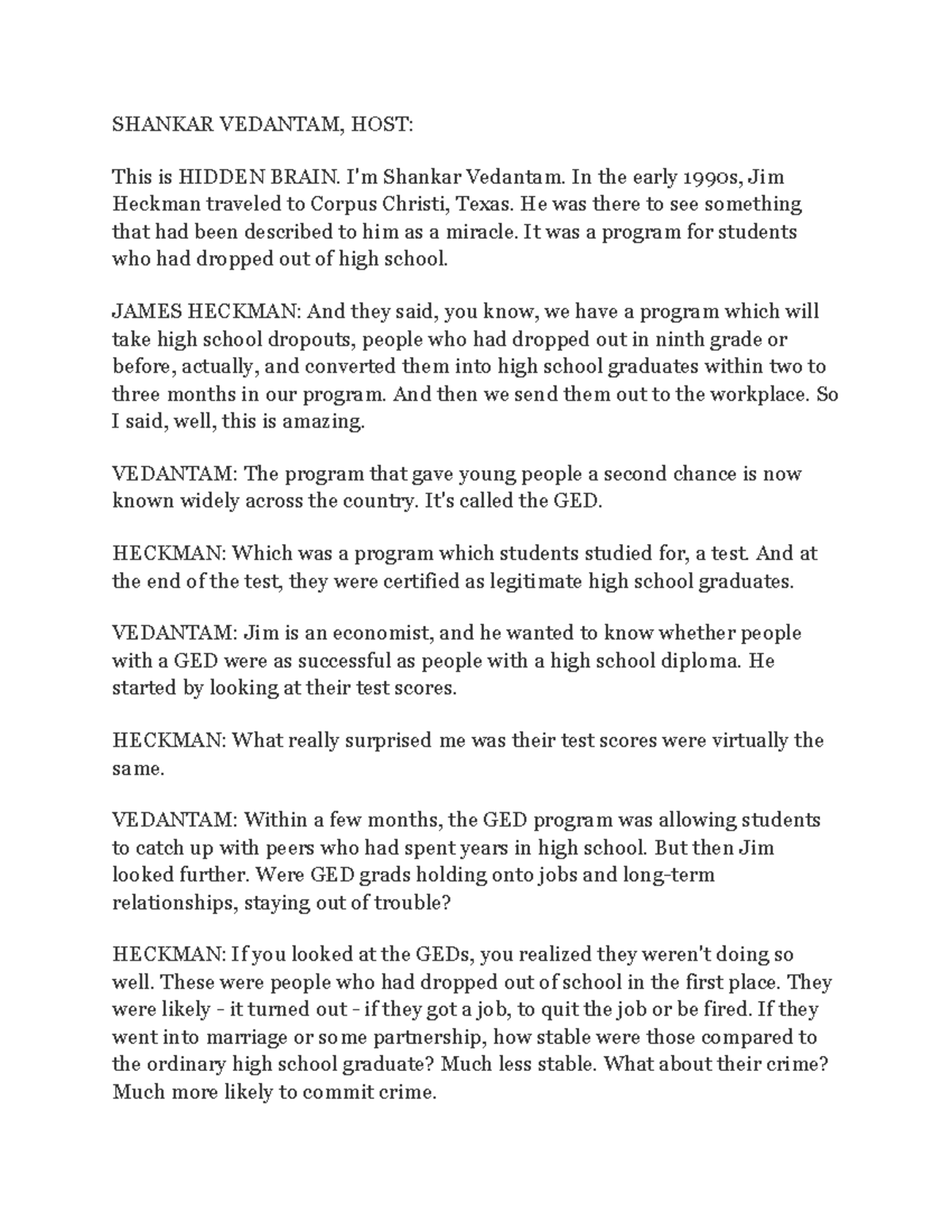 Untitled document-2 - essay - SHANKAR VEDANTAM, HOST: This is HIDDEN ...