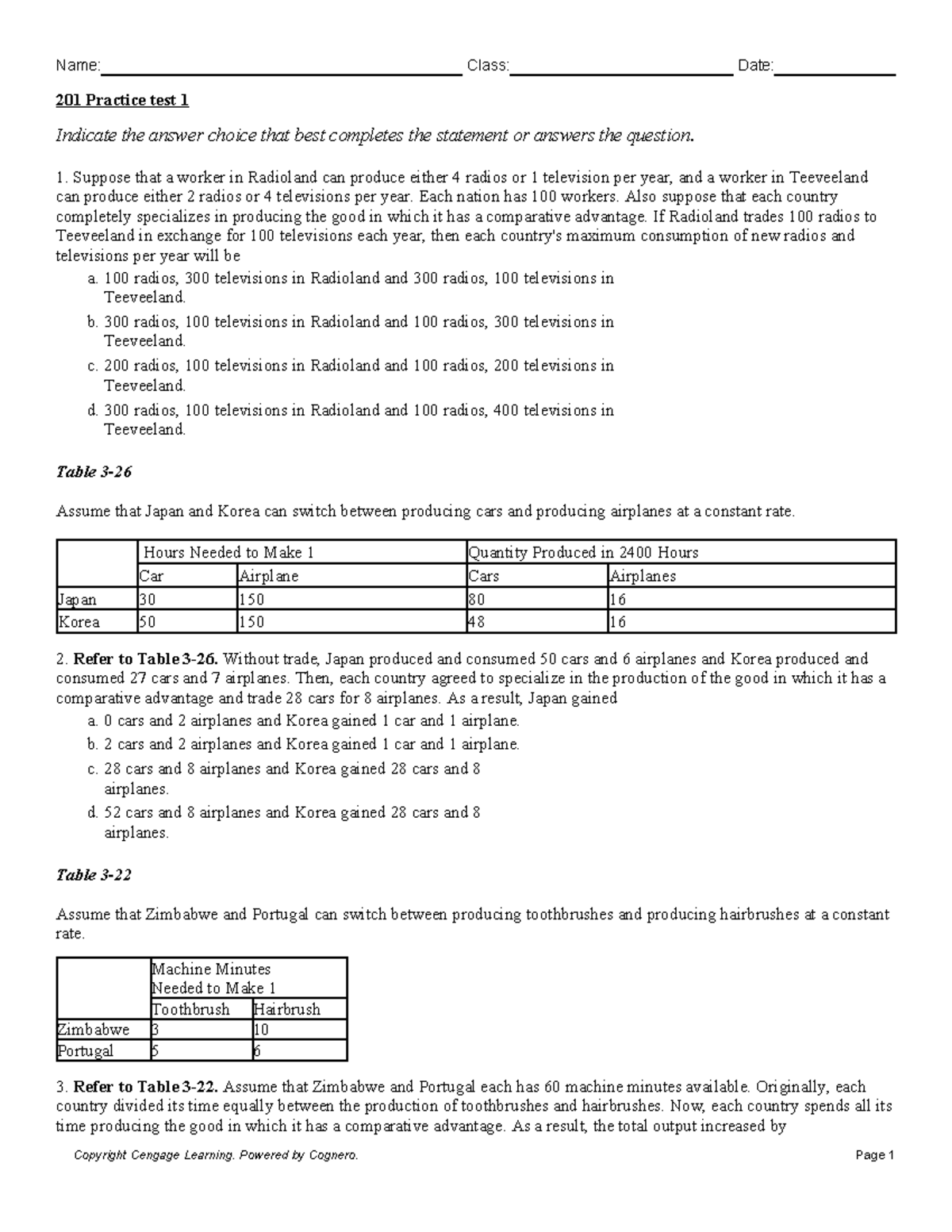 201 Practice test 1(1) - Practce test for ACCT - 201 Practice test 1 ...