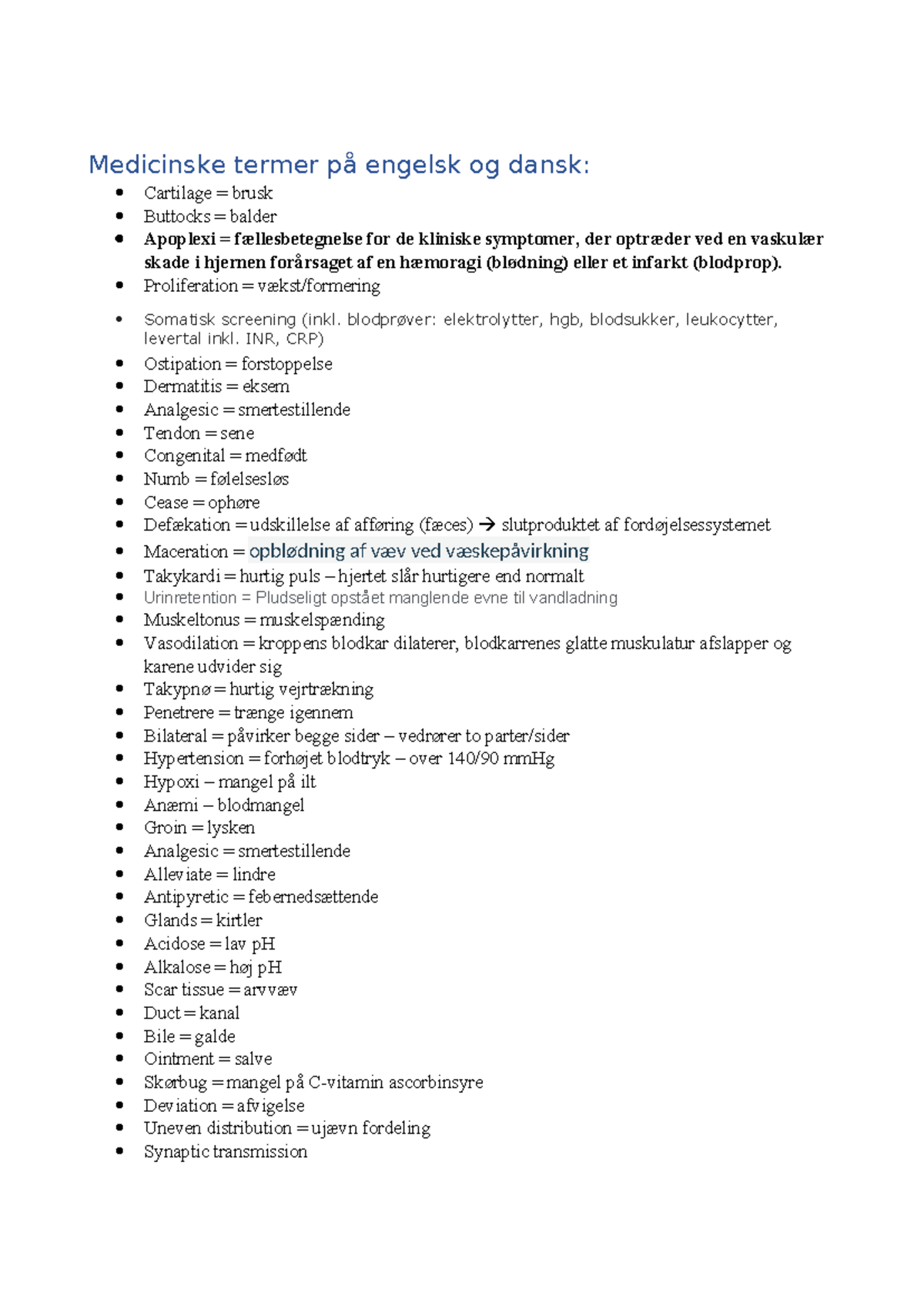 Noter til Basal humanbiologi og Cellens kemiske komponenter ...