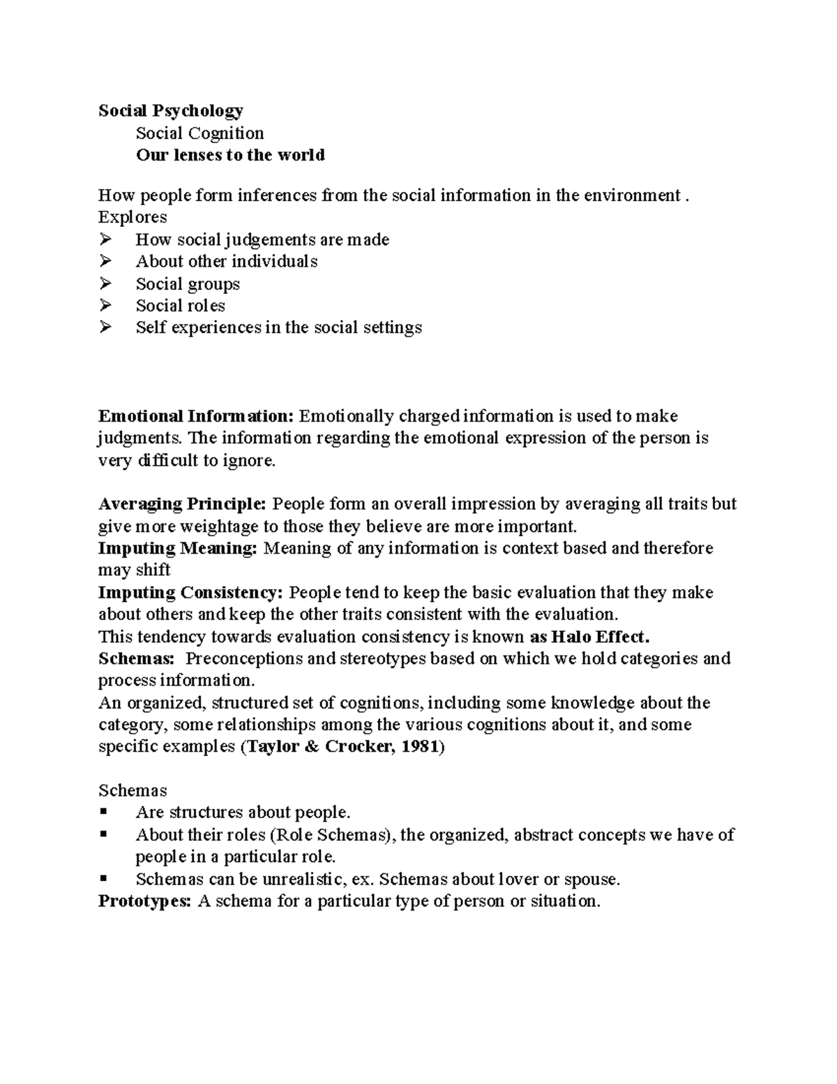 Social Psycholog 1 - /// - Social Psychology Social Cognition Our ...