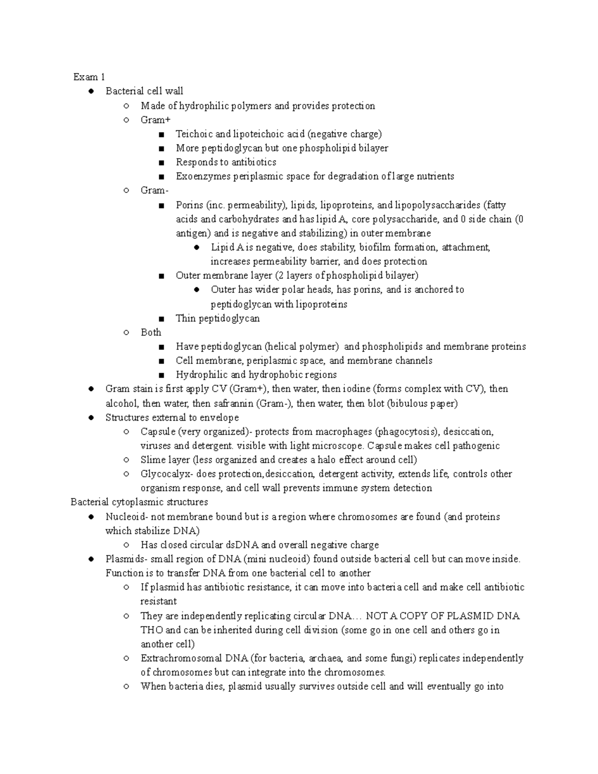 Final review sheet - Summary Introduction to Microbiology - Exam 1 ...