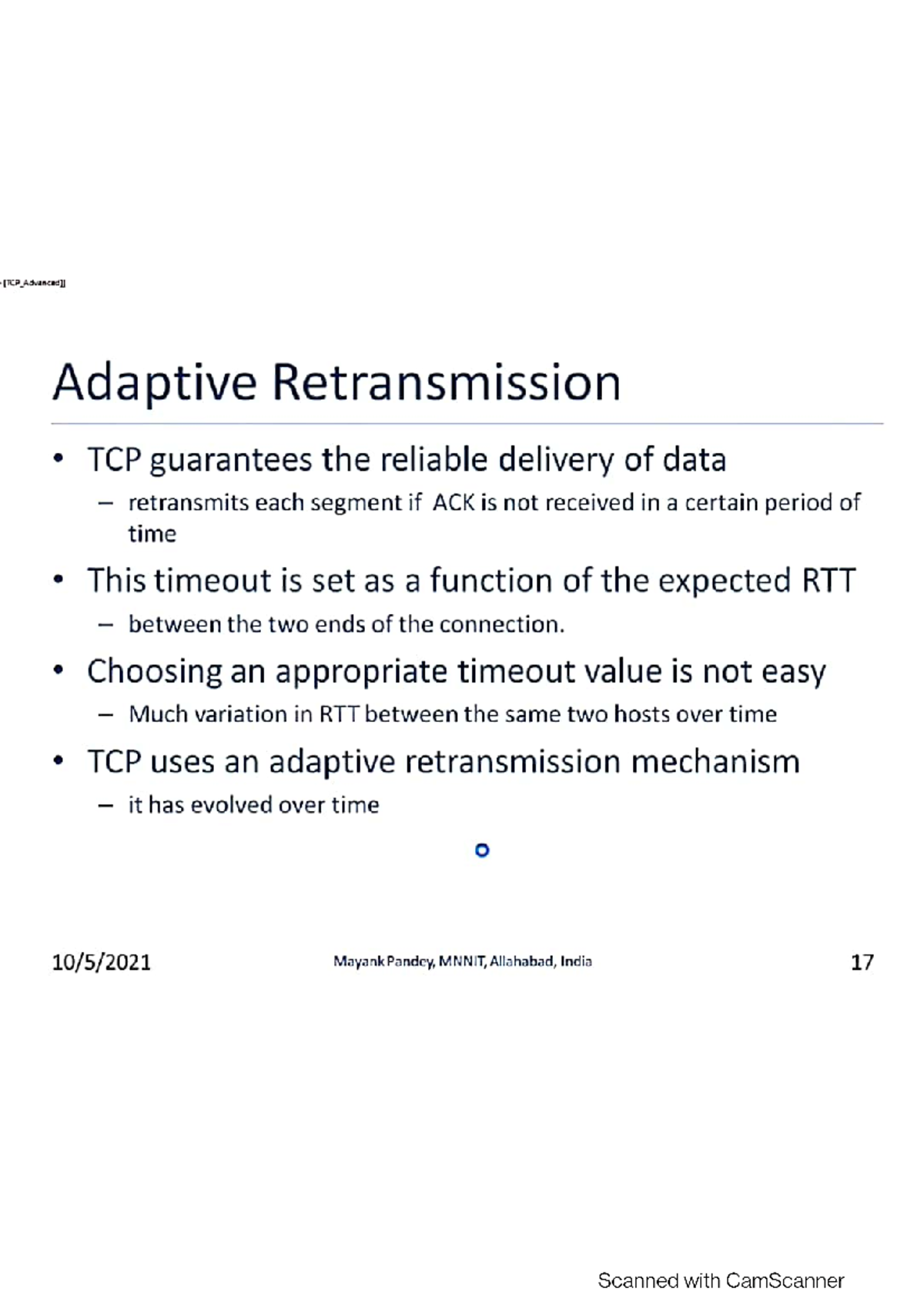 Adaptive retransmission 05oct - Wireless and Mobile Computing - Studocu