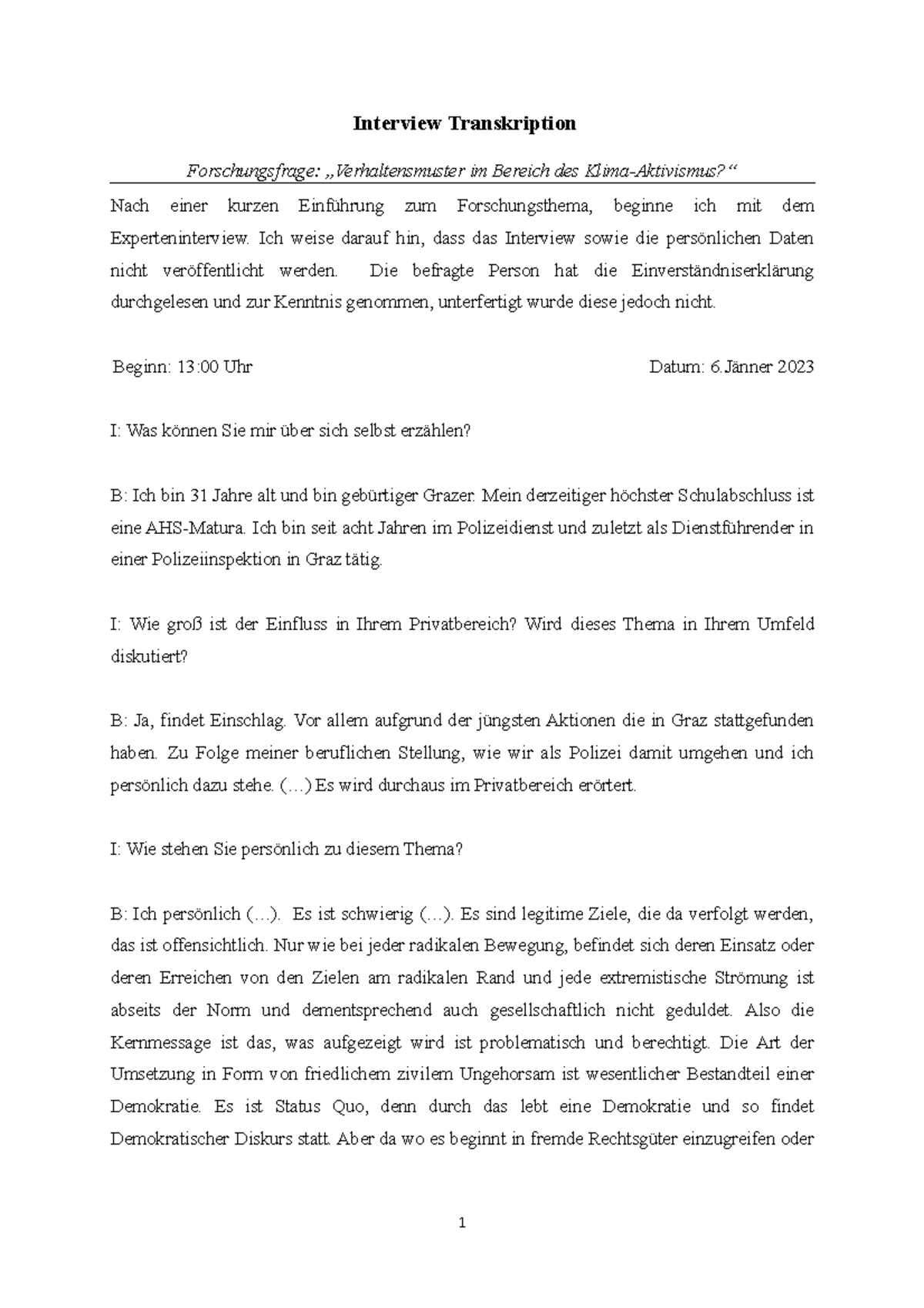 Transkription Interview - Interview Transkription Forschungsfrage ...