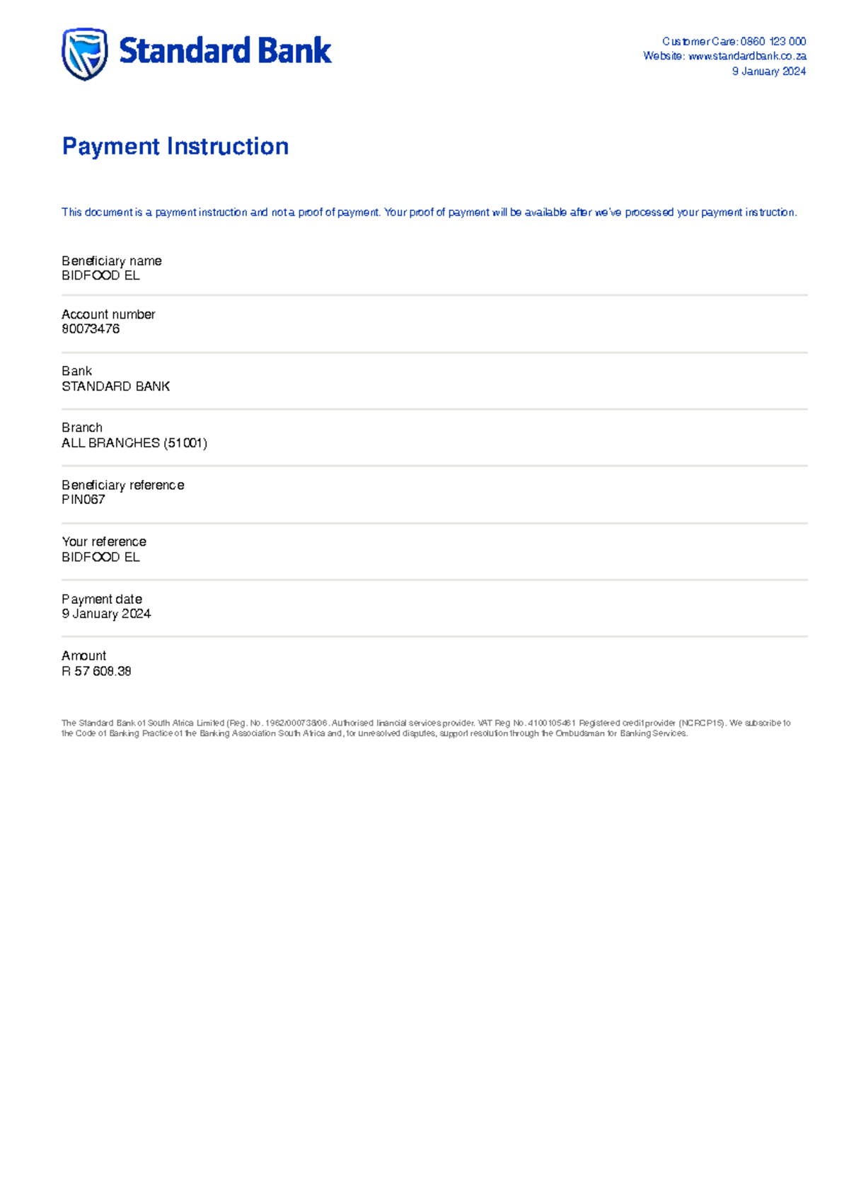 UIF Declarations - Customer Care: 0860 123 000 Website: standardbank.co ...