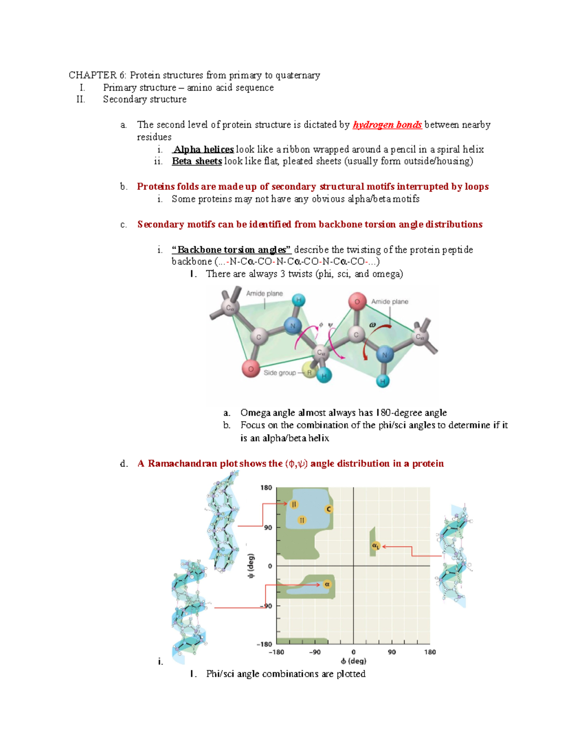 2020 Biochemistry lecture notes lecture 7 - CHAPTER 6: Protein ...