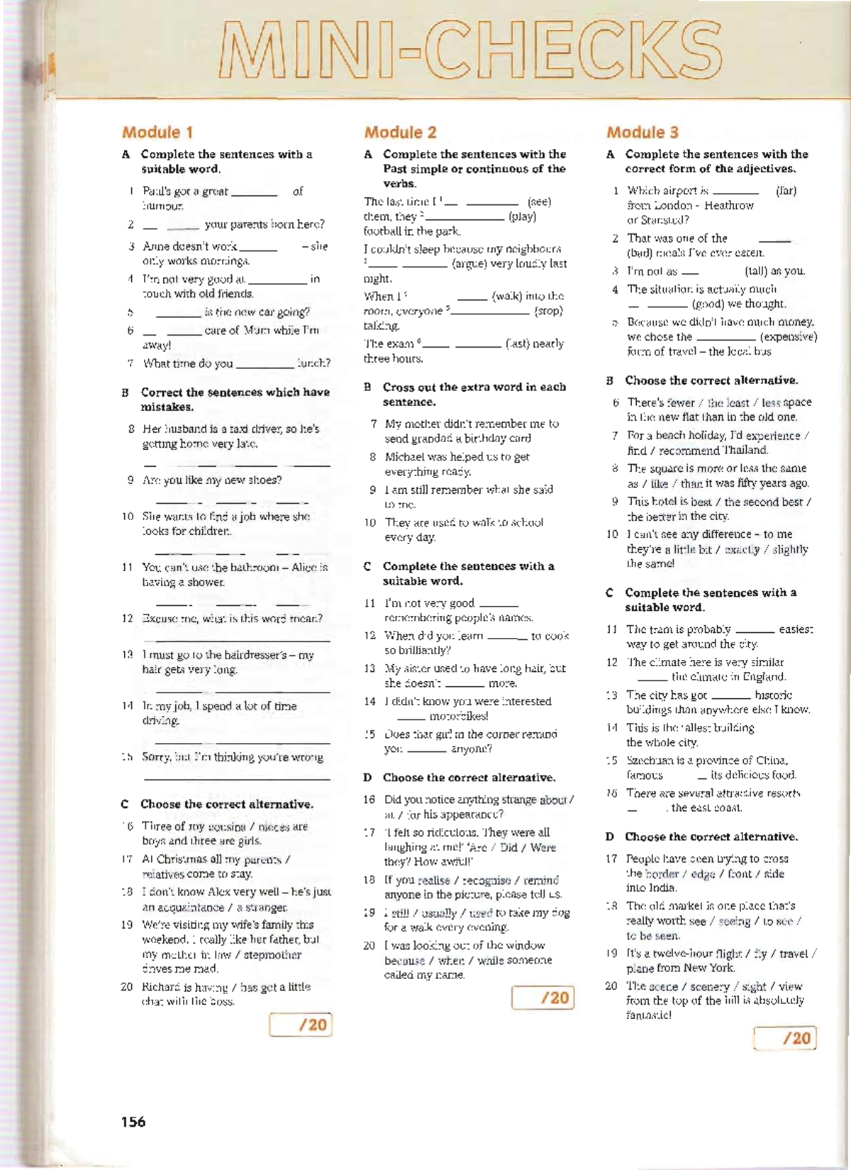 Mini Check (Module 1 - 12) - General english - Studocu
