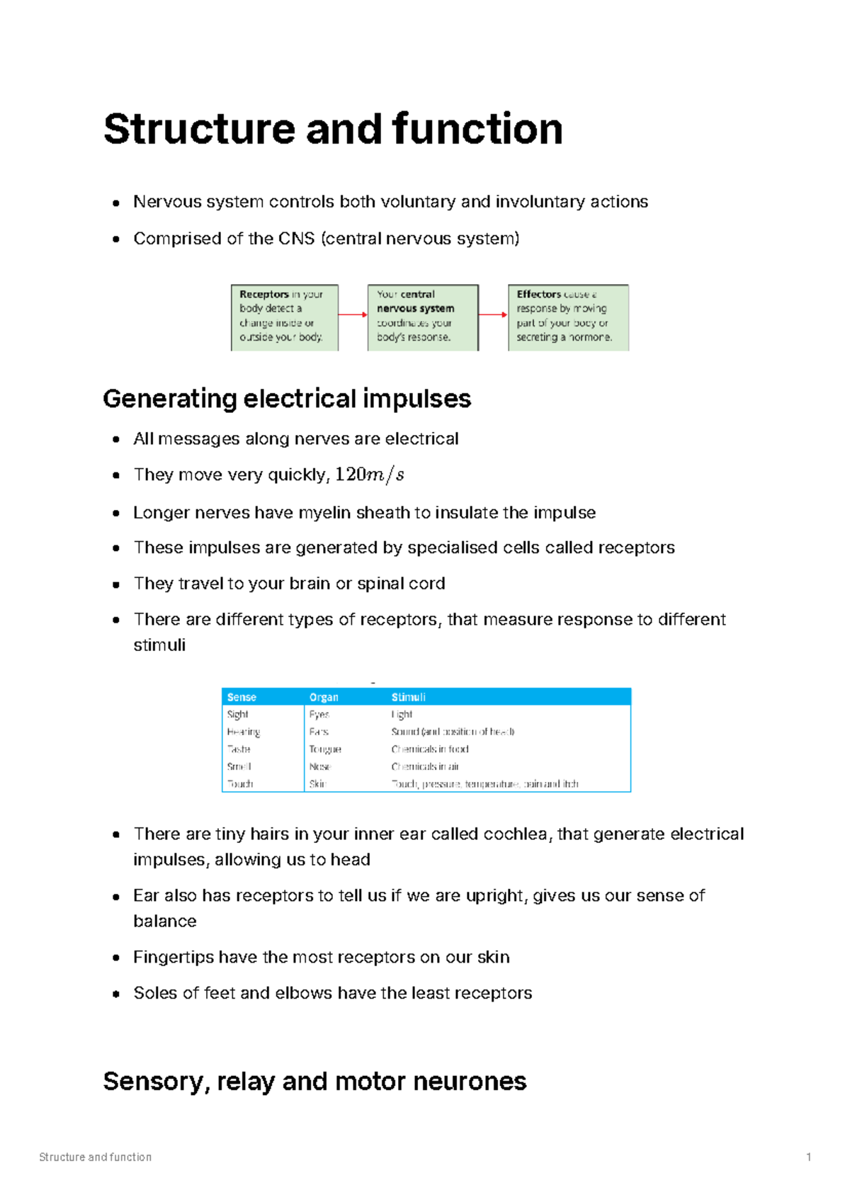 Structure and Function - Structure and function Nervous system controls ...