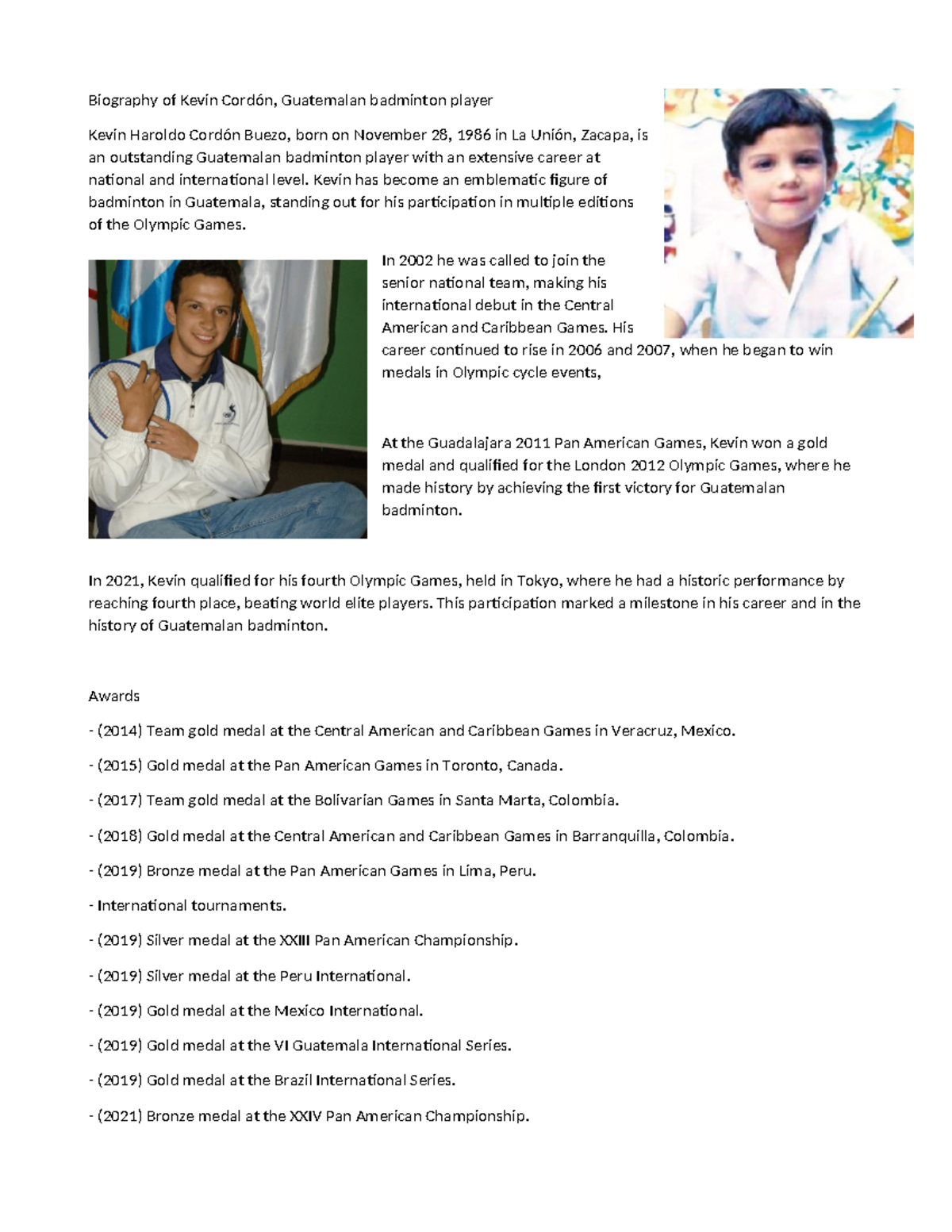 Biography of Kevin Cordón - Biography of Kevin Cordón, Guatemalan ...