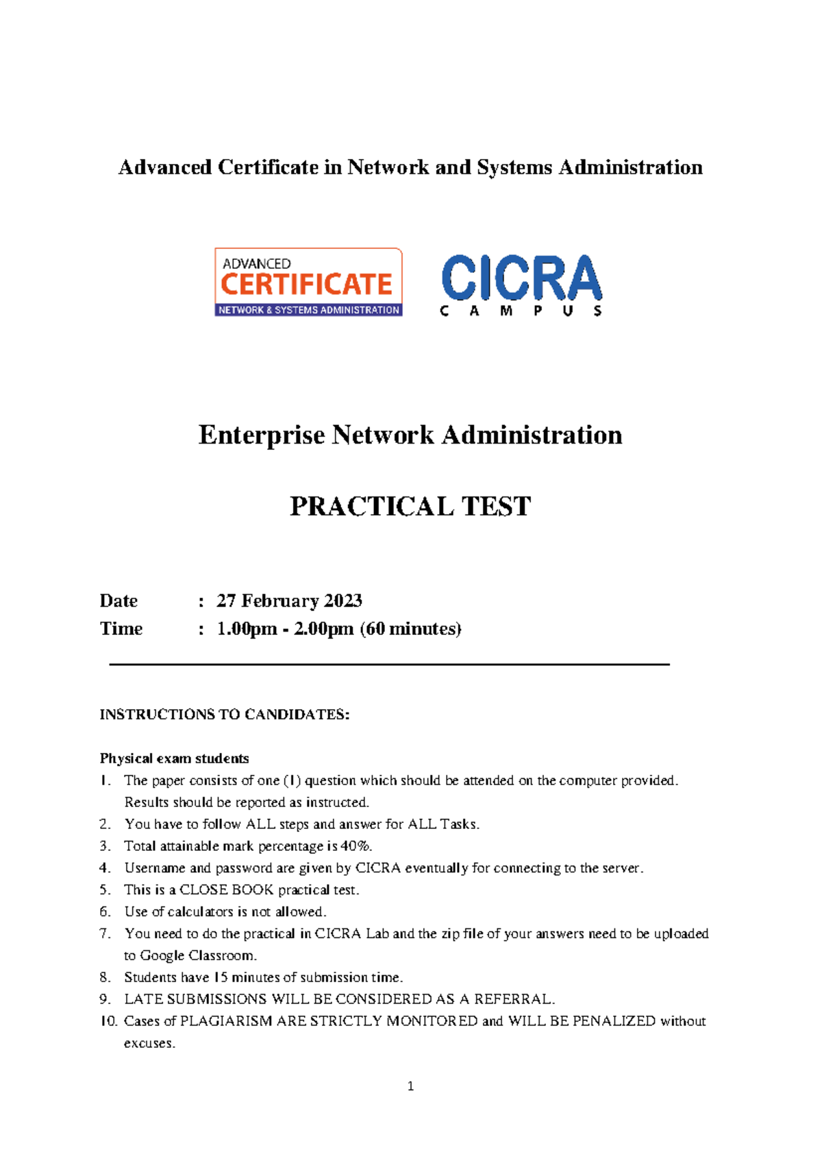 Practical Paper Enterprise Network Administration - 1 Advanced ...