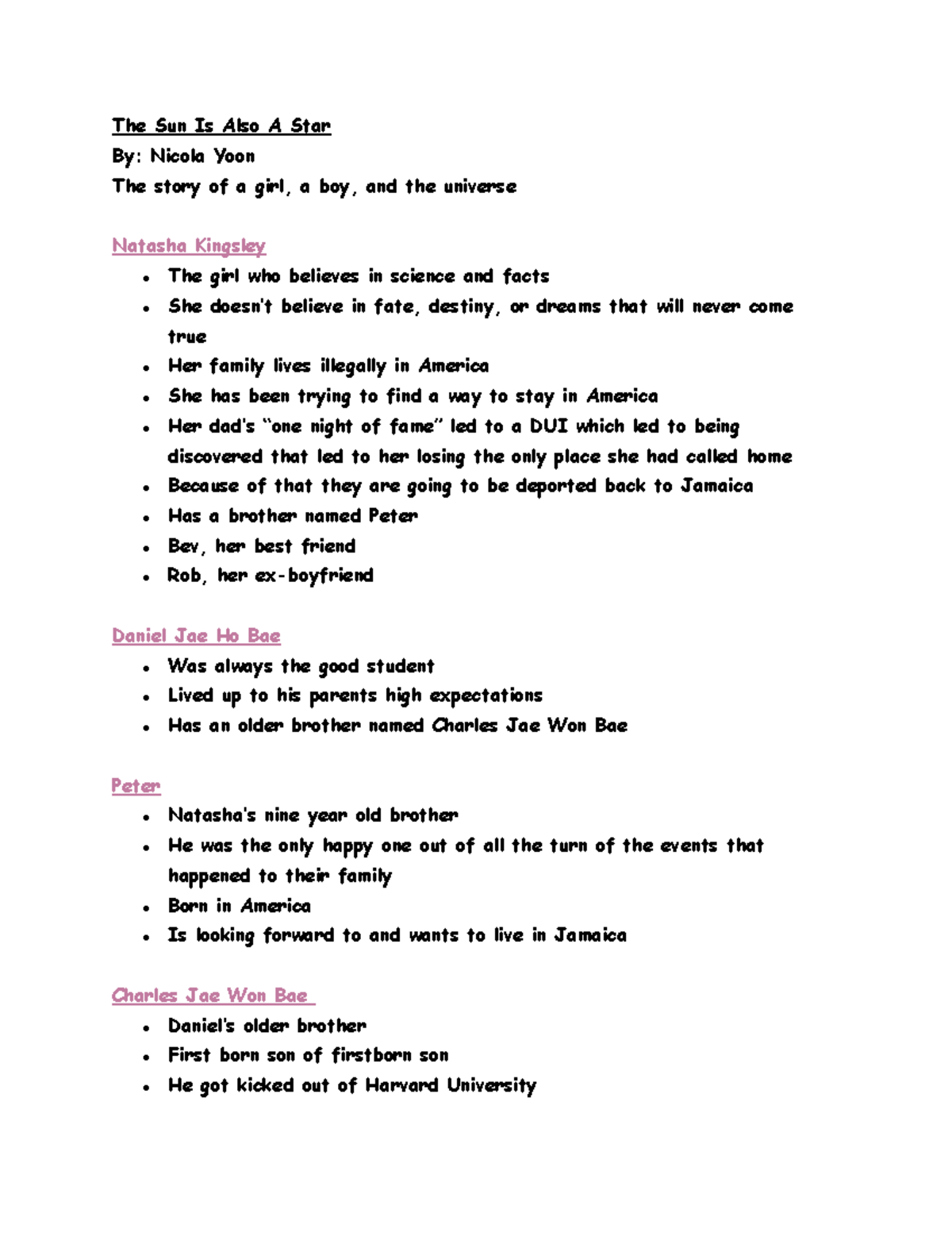 The Sun Is Also A Star - Goodluck - The Sun Is Also A Star By: Nicola ...