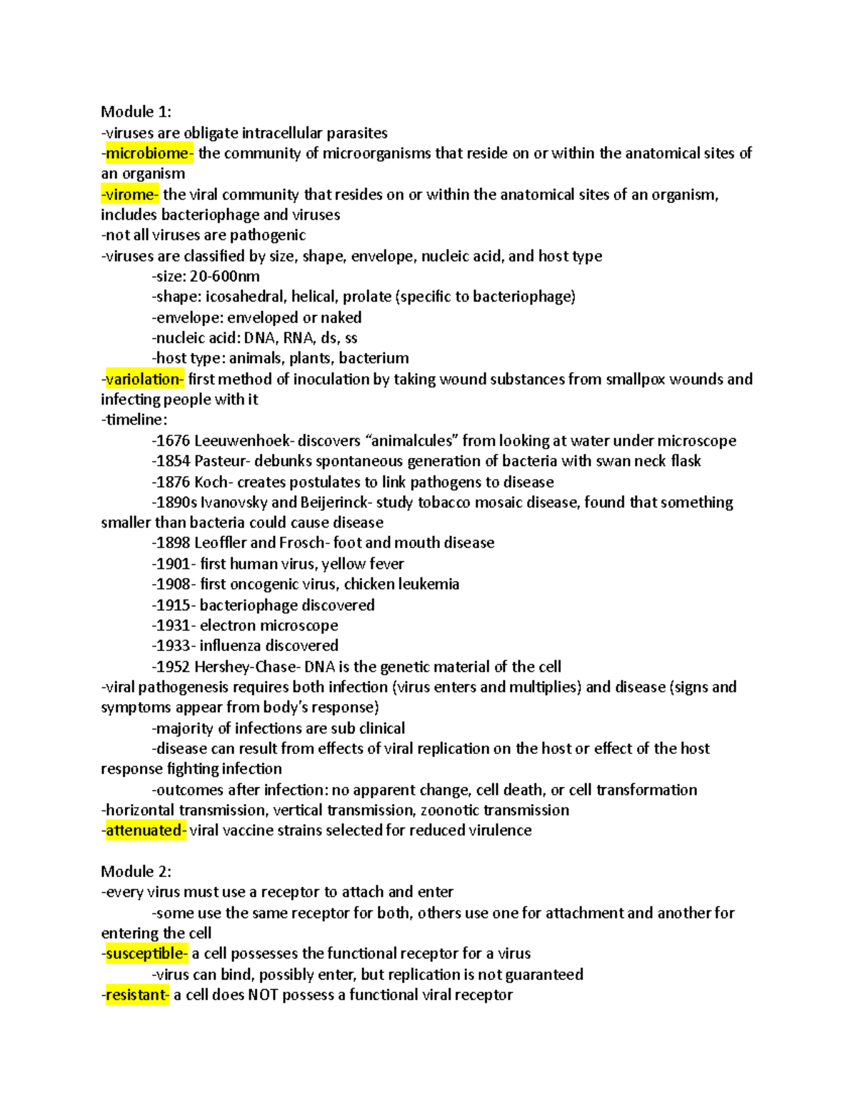 Virology exam 1 review - Module 1: -viruses are obligate intracellular ...